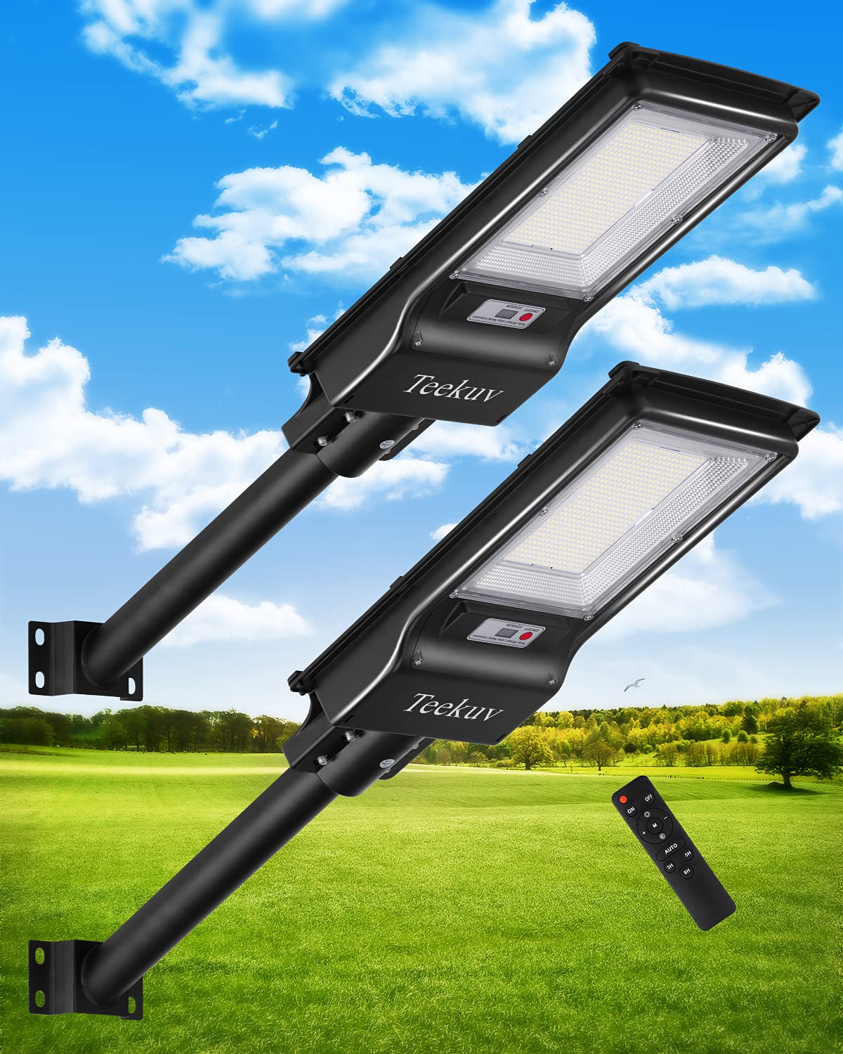 Teekuv 400W Solar Street Light Outdoor, Solar Flood Light with Dusk to ...