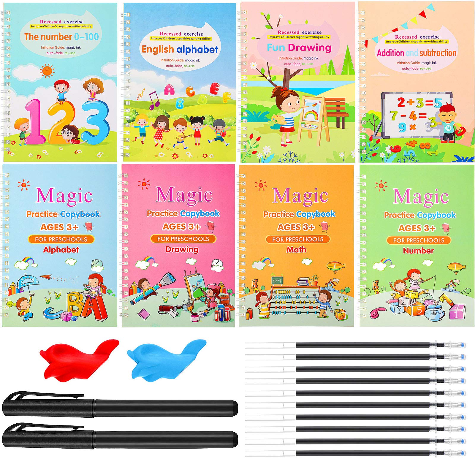 Buy 8 Pieces Magic Practice Copy Book with Pen, Reusable Calligraphy ...