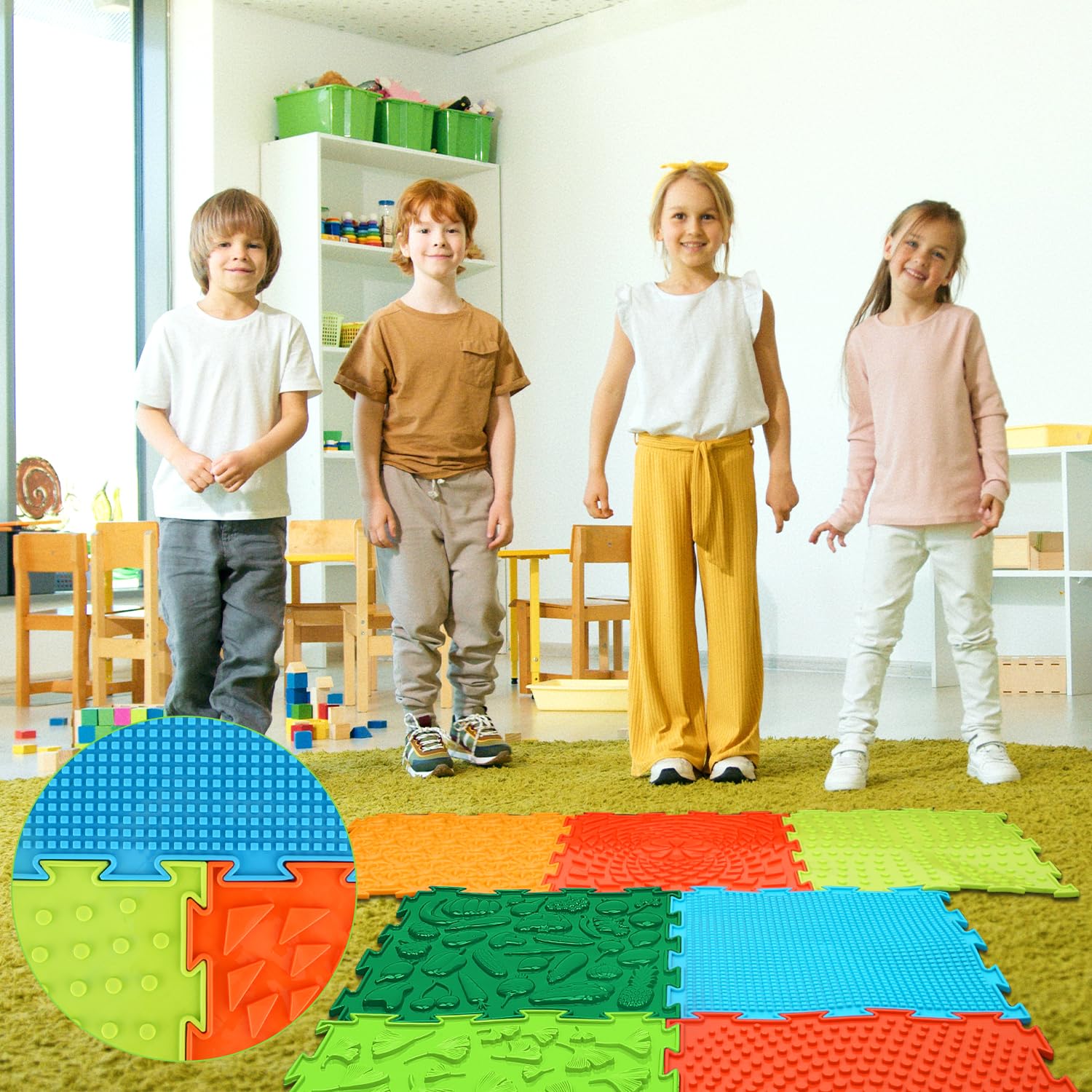 Sensory Tiles Buy Oudain 16 Sets Textured Sensory Mini Mats Educational ...