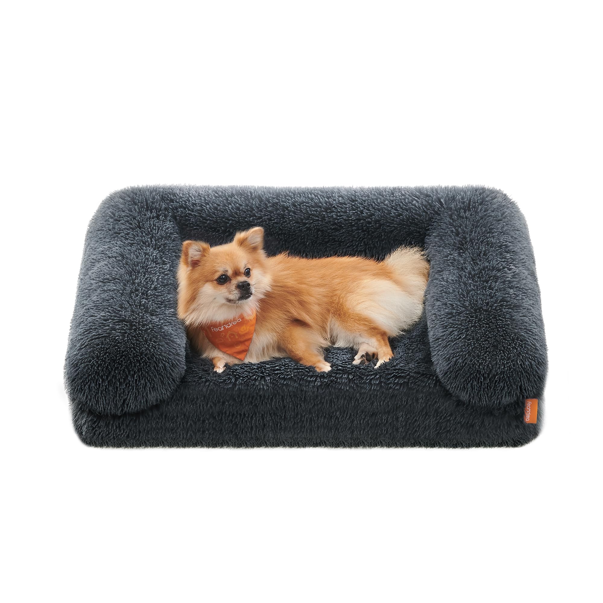 Feandrea Fluffy Dog Bed, Medium Orthopedic Dog Sofa Bed for Miniature ...