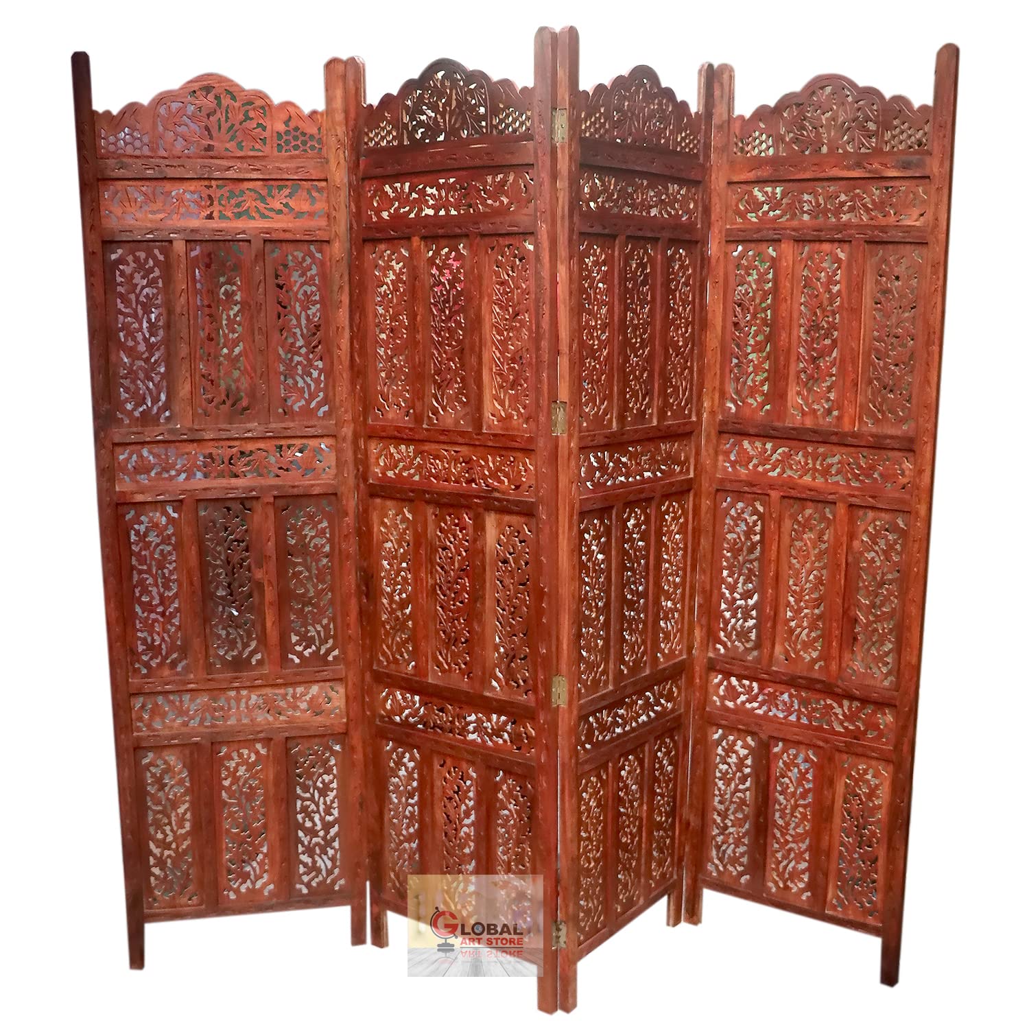 Buy GLOBAL ART STORE Hand-Carved Wooden Partition Screen | Room Divider ...