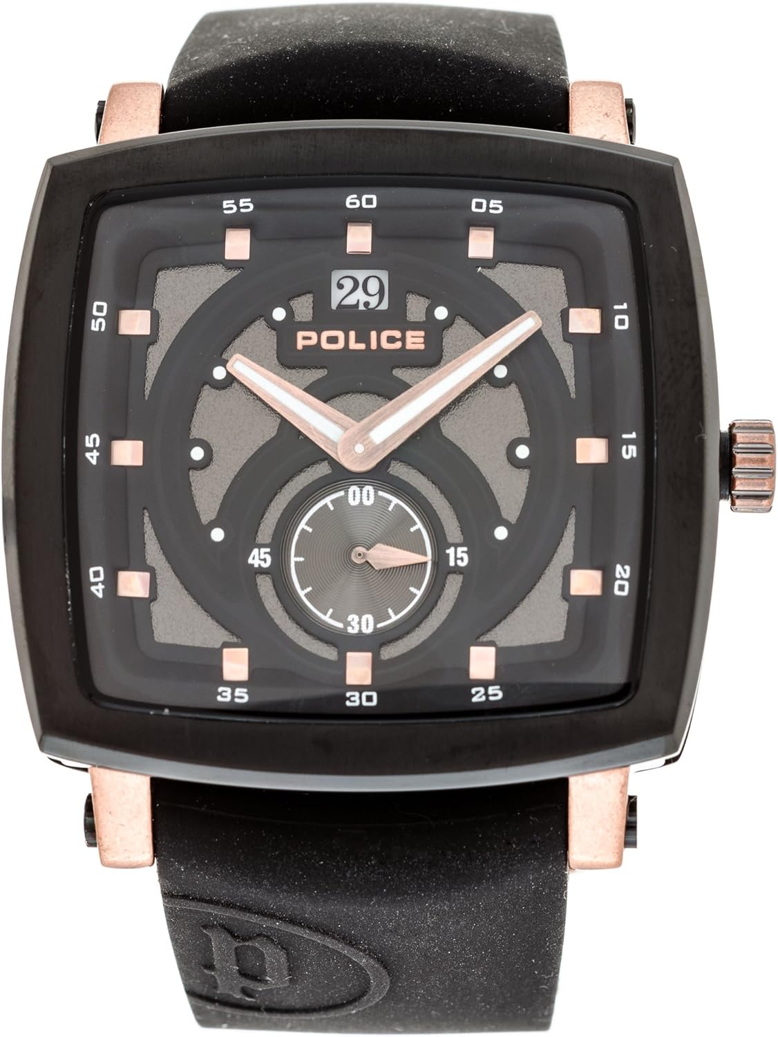 Police Men's PL-11599JST/02 Phalanx Rectangular Charcoal Dial Rubber ...