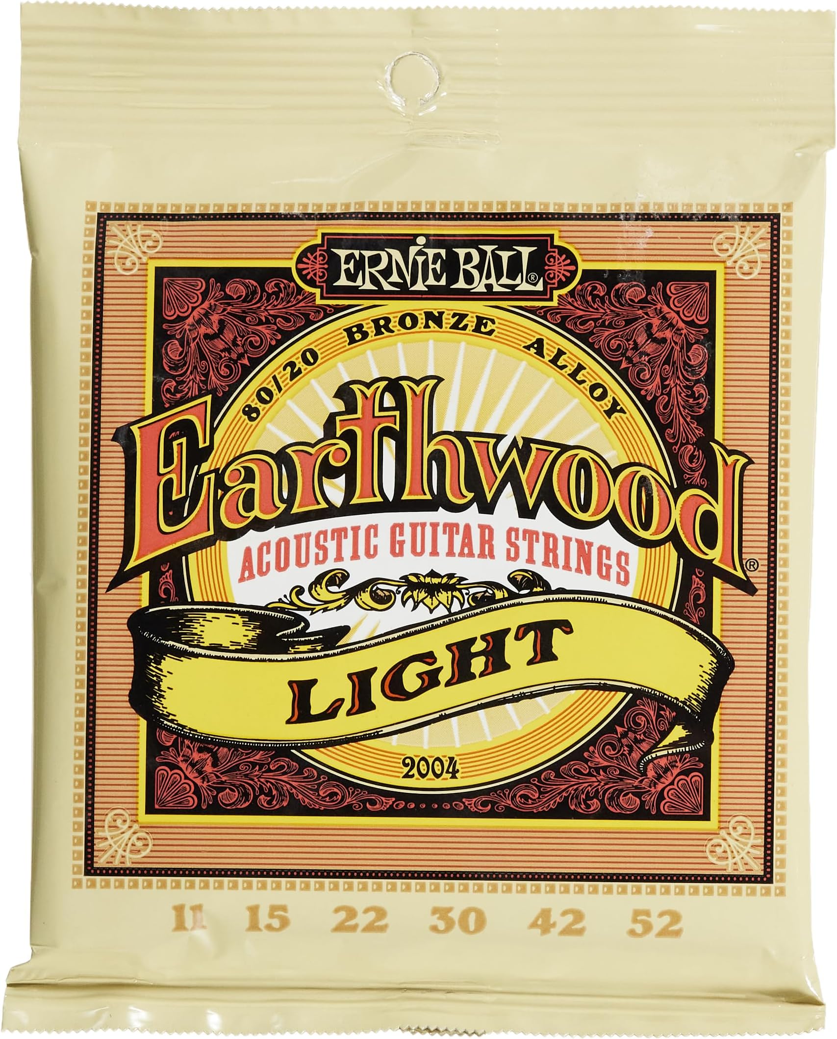 Ernie Ball Earthwood Light 80/20 Bronze Acoustic Guitar Strings - 11-52 ...