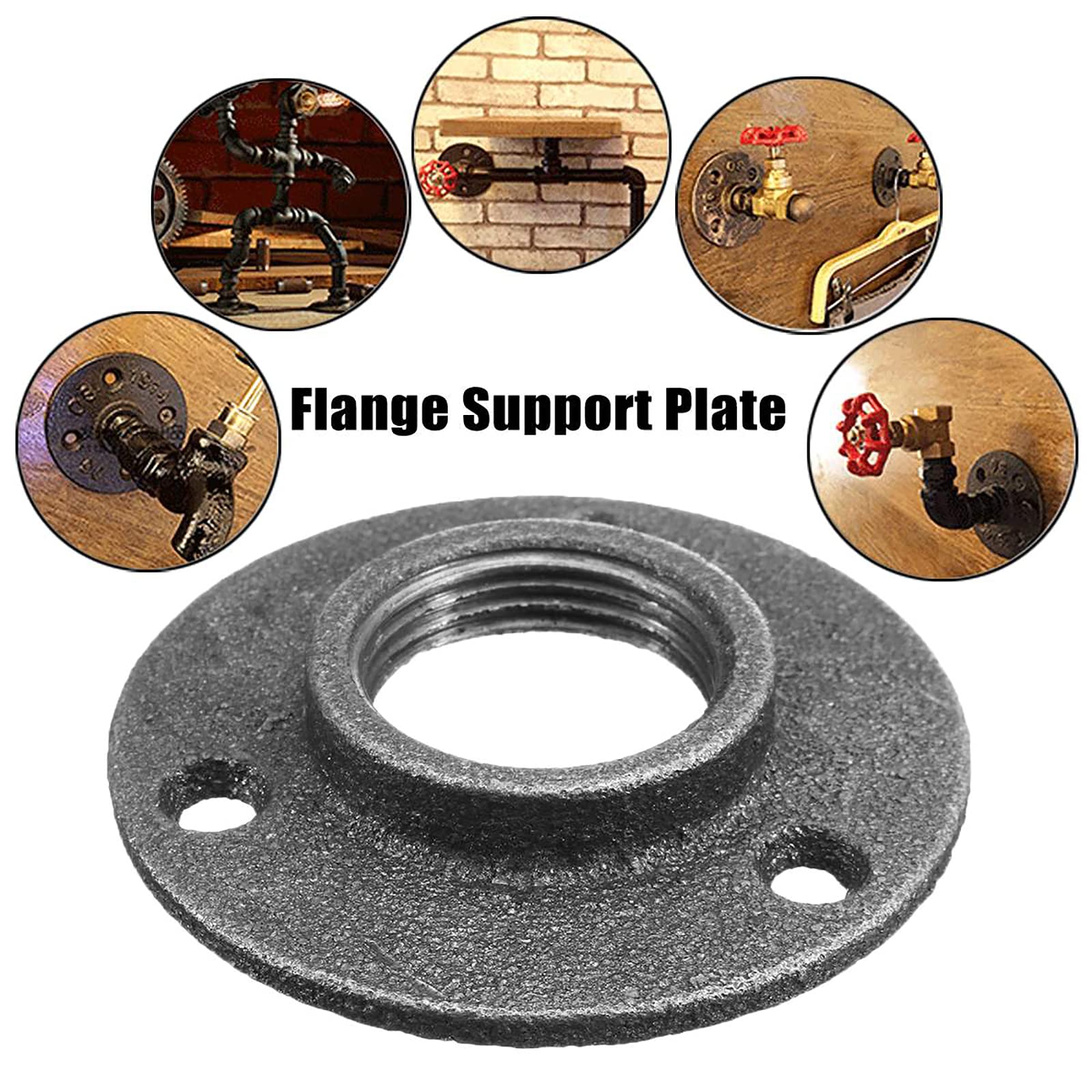 Black Iron Pipe Flanges Baby Flower Round 3-Hole Grounding Flange - 1 ...