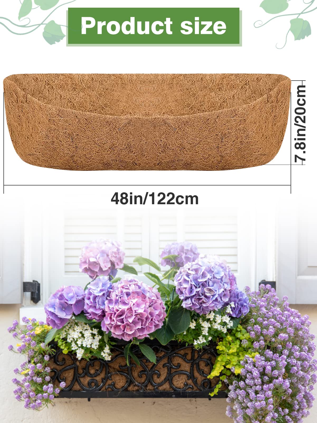 Snapklik.com : ANPHSIN 48 Inch Coco Liners For Window Planter Box - 3 ...