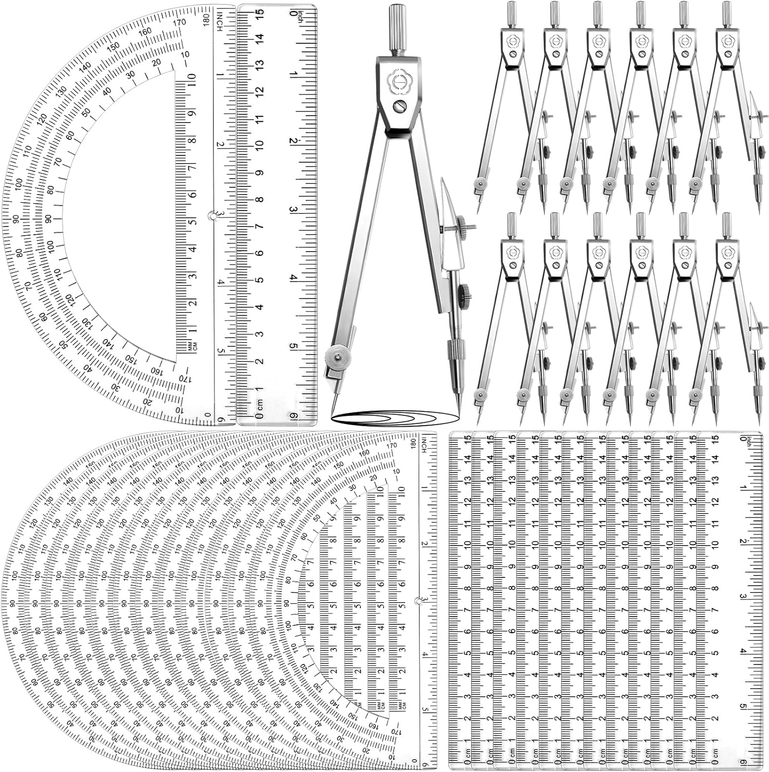 36 Pieces Plastic Protractor Ruler and Compass Set, Philippines | Ubuy