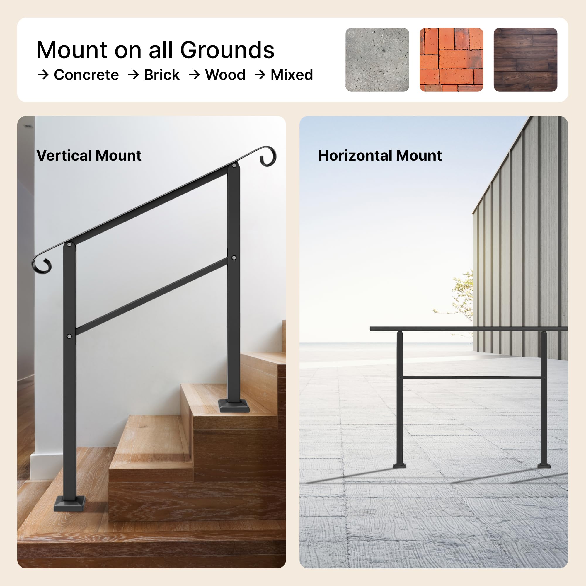 Snapklik.com : Metty Metal Handrails For Outdoor Steps - 1 To 2 Step ...