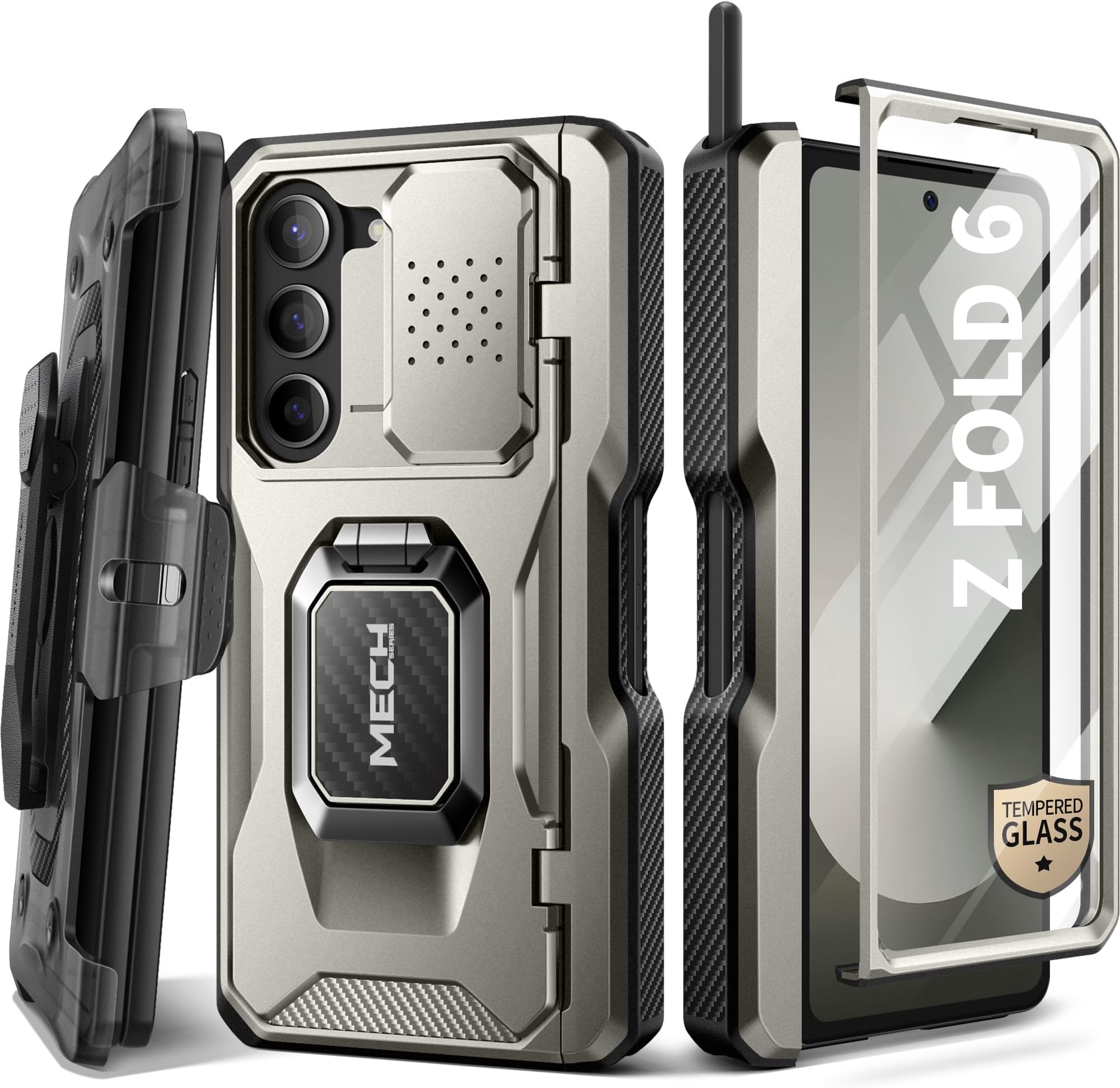 Amazon.com: TONGATE for Z Fold 6 Case with Ring Stand, Built-in S Pen ...