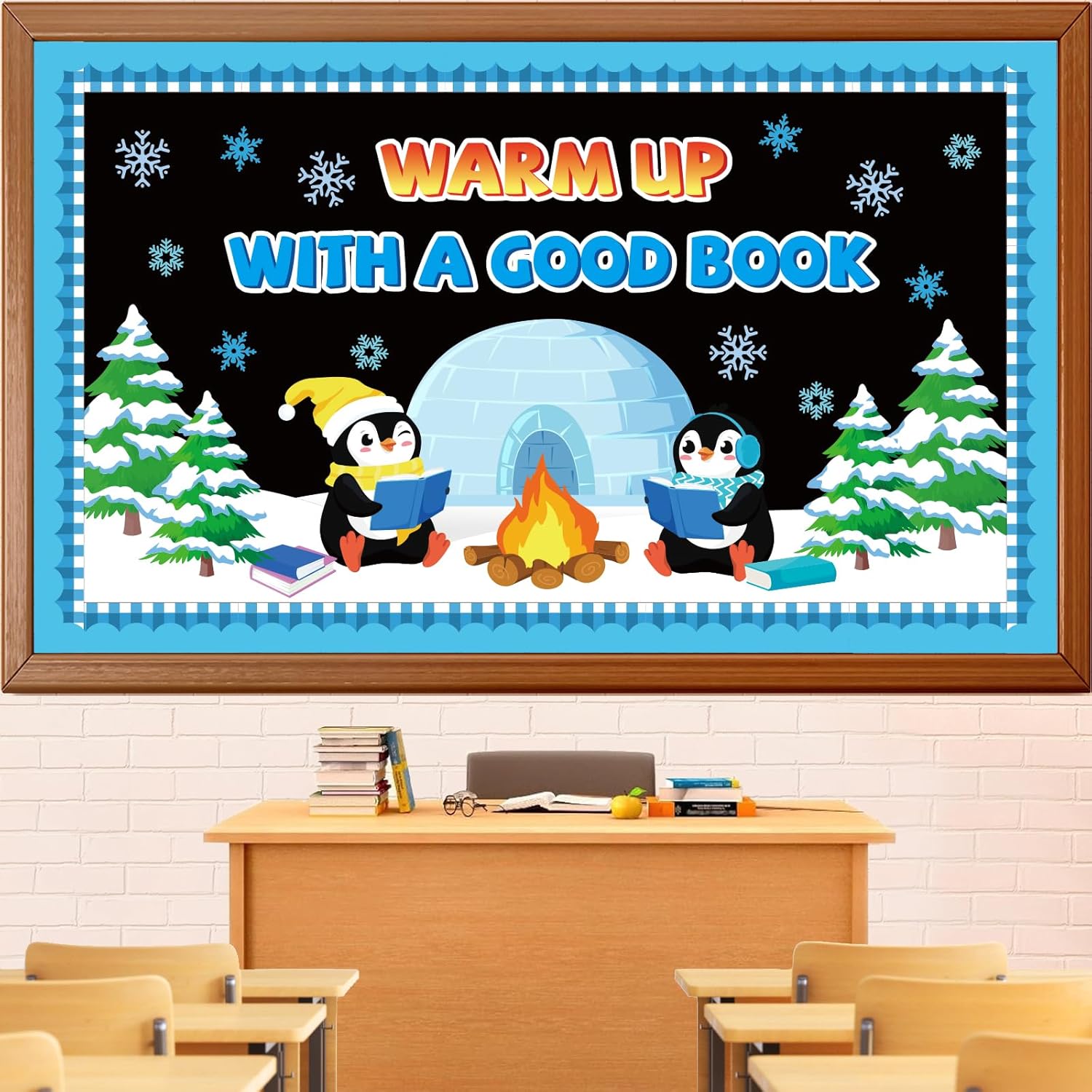 Amazon.com: Winter Penguins Bulletin Board Set Winter Christmas Library ...