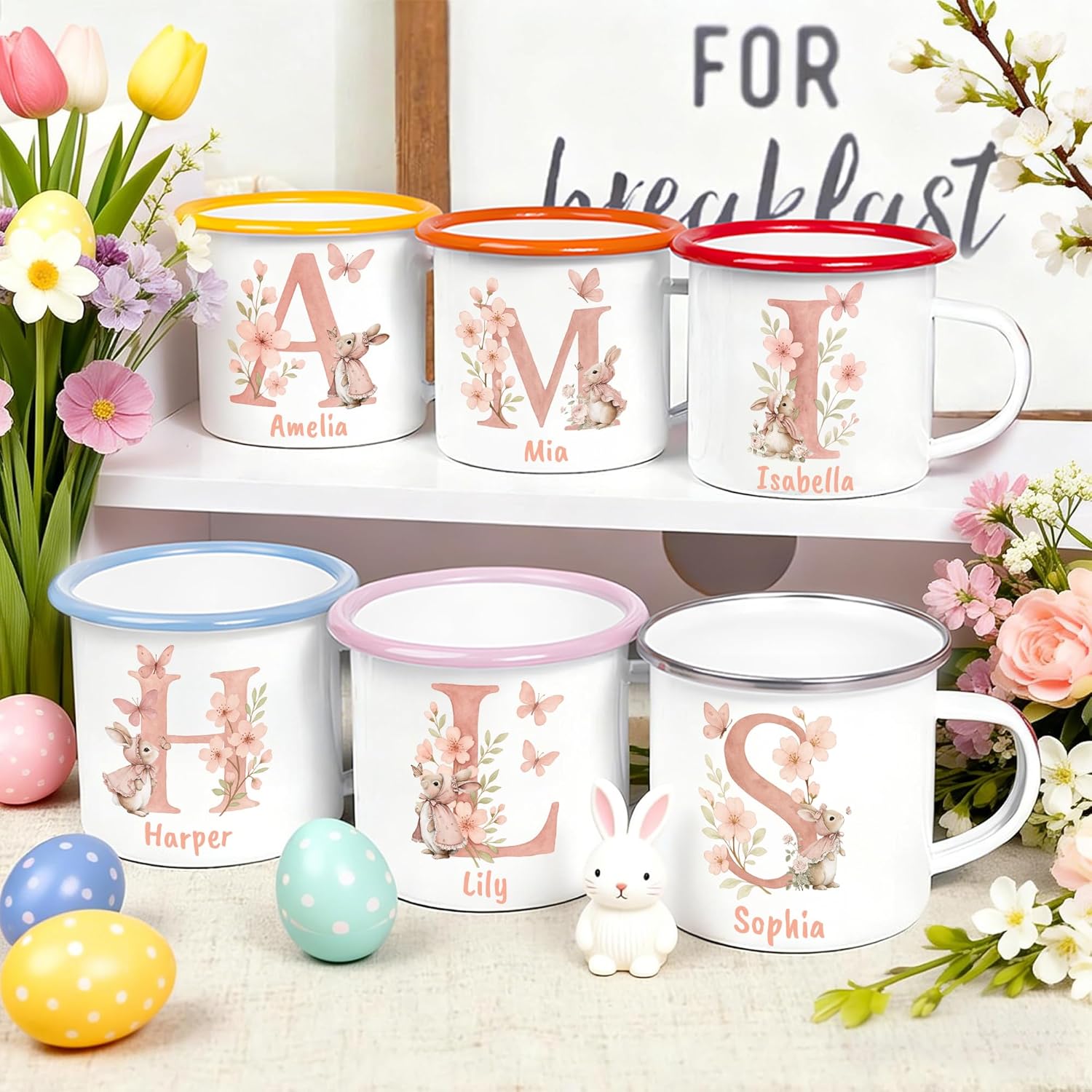 Amazon.com: Personalized Easter Mug | Custom Name Initial Watercolor ...
