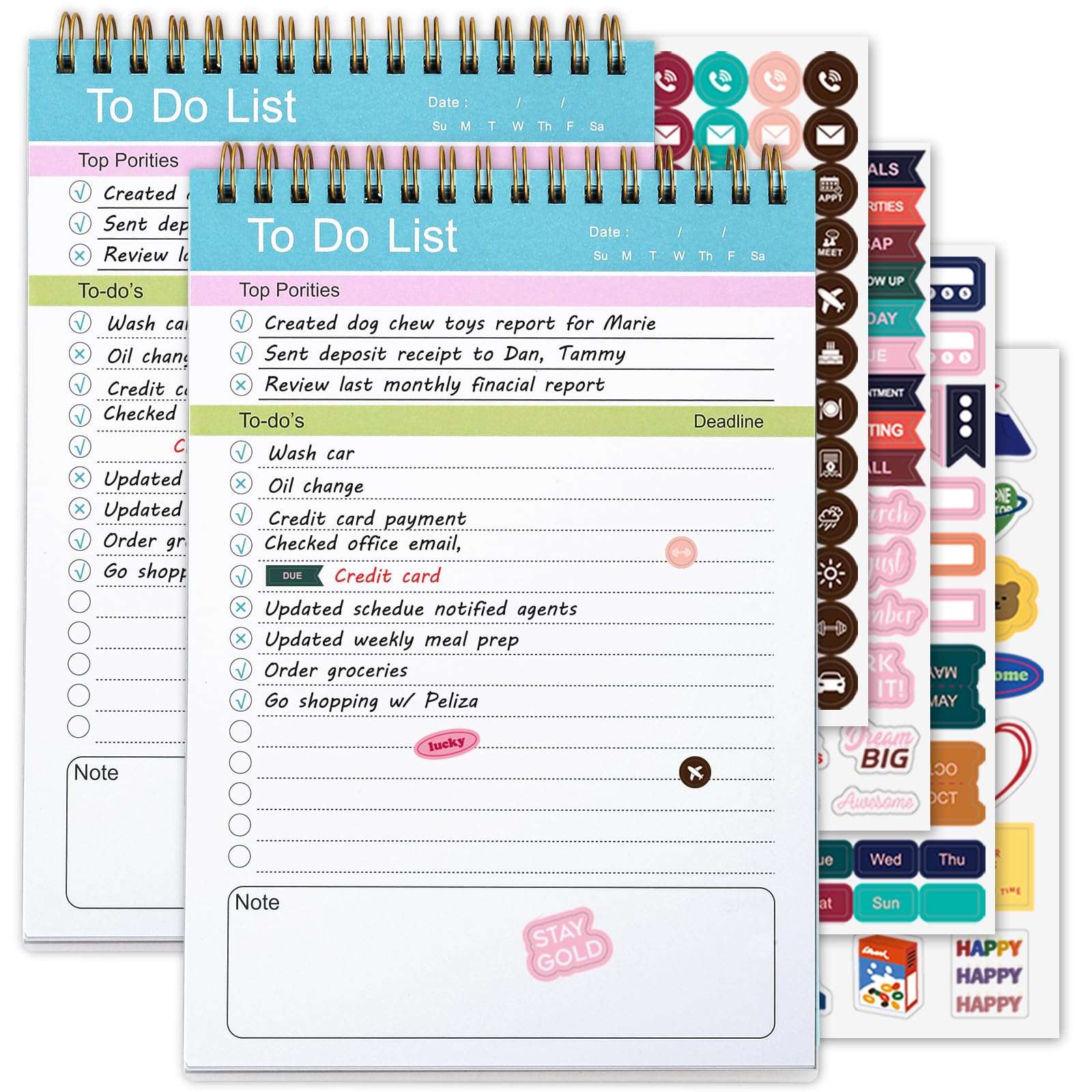 Snapklik.com : To Do List Notepad, Spiral Bound Undated Daily Planner ...
