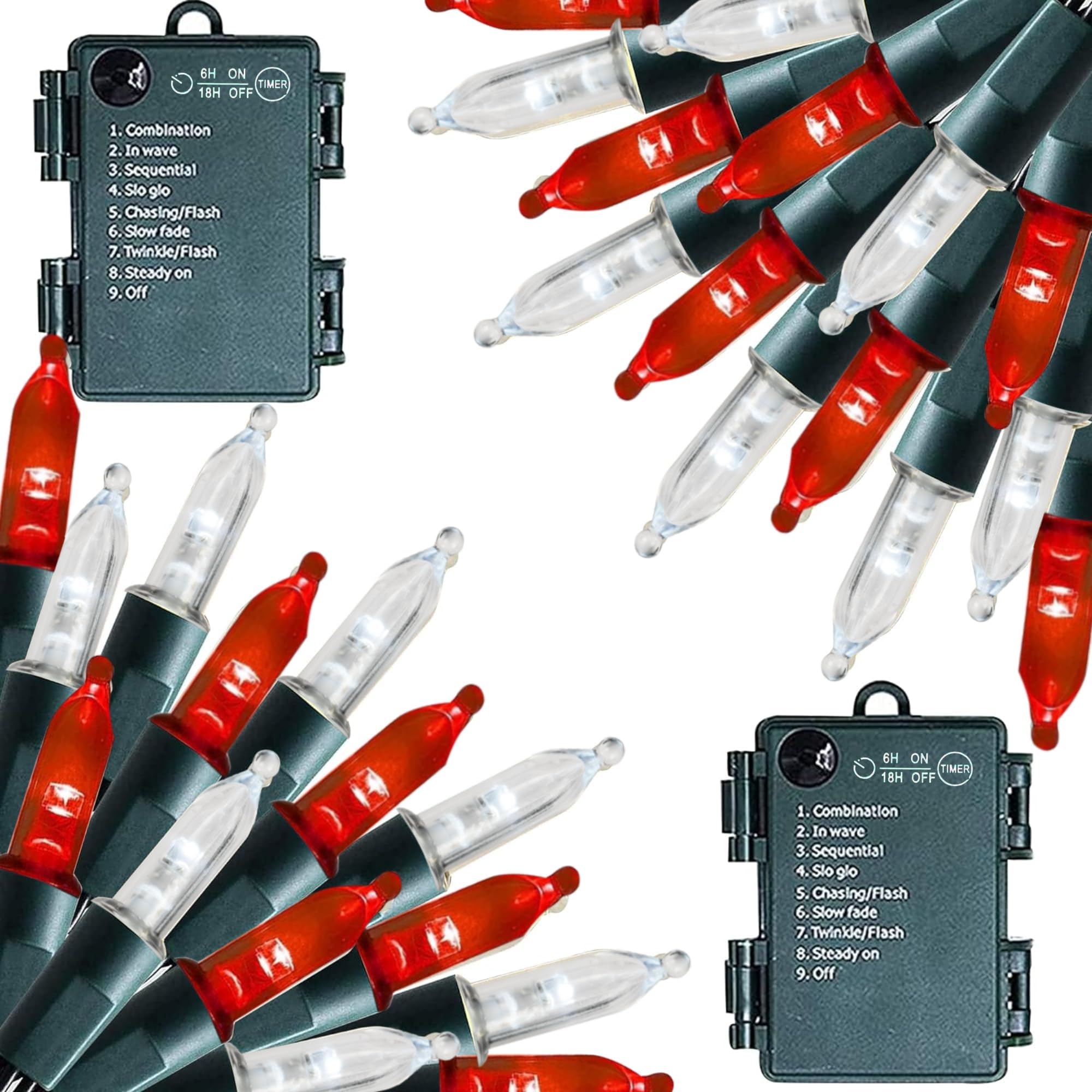 Amazon.com : 35-Count Clear and Red Mini Christmas Light Set, 7ft Green ...