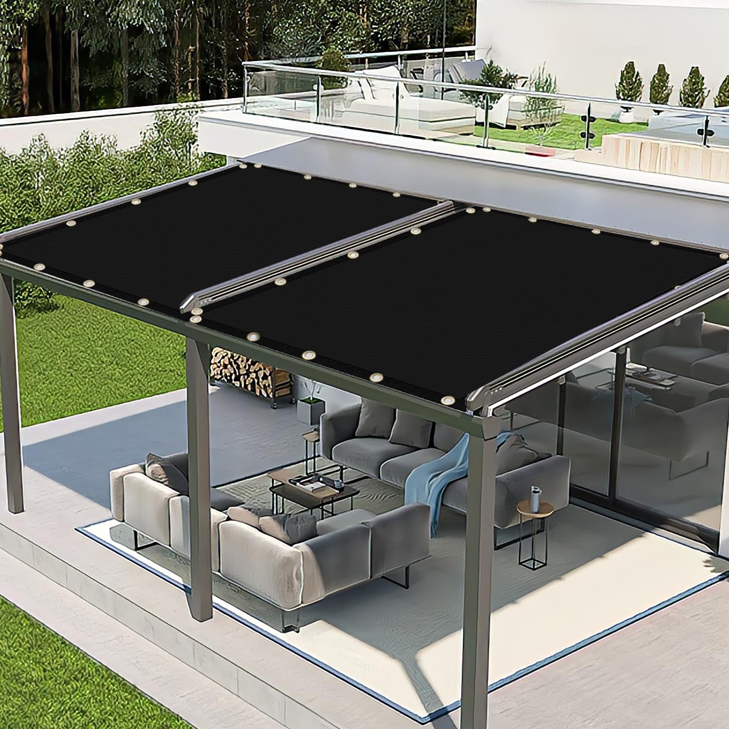 Amazon.com : KOOL KOI SHADE 90% UV Block Shade Cloth 9' x 9' Black Square with Black Binding ...