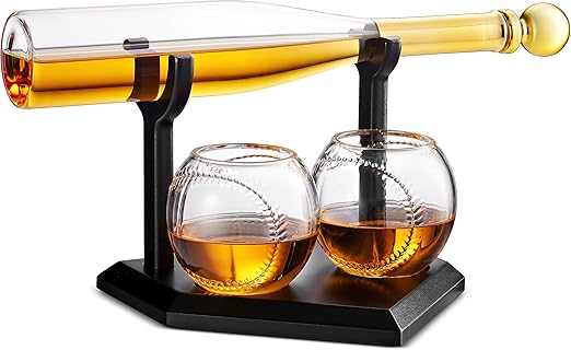 Amazon.com | Godinger Baseball Bat Whiskey Decanter and Glasses Gift ...