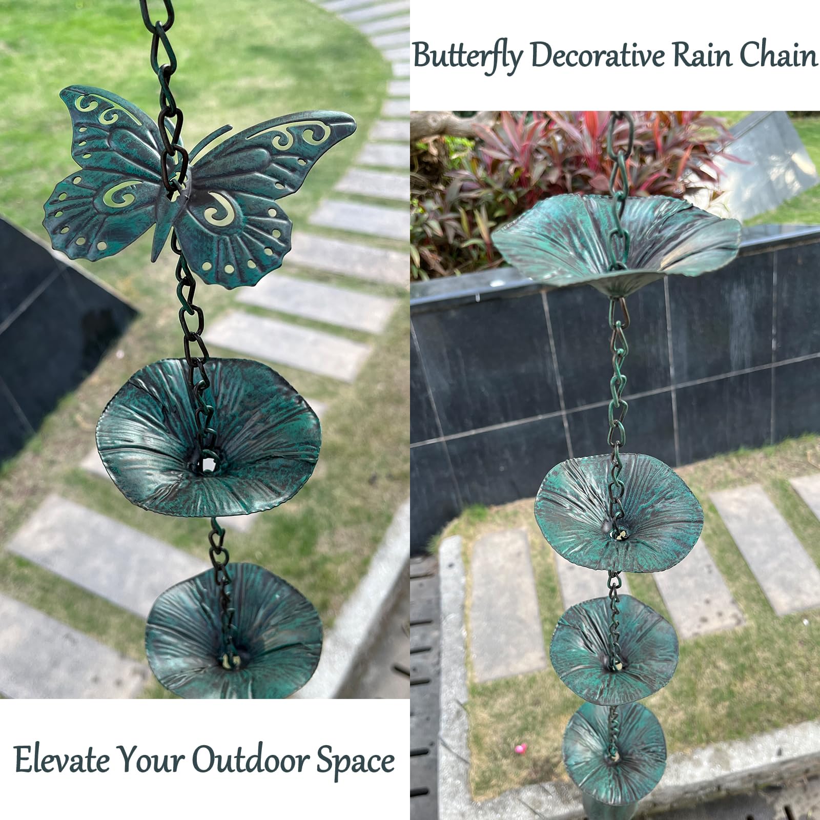 Snapklik.com : 4 Ft Rain Chain, Lotus Leaf Rain Chains For Gutters And ...