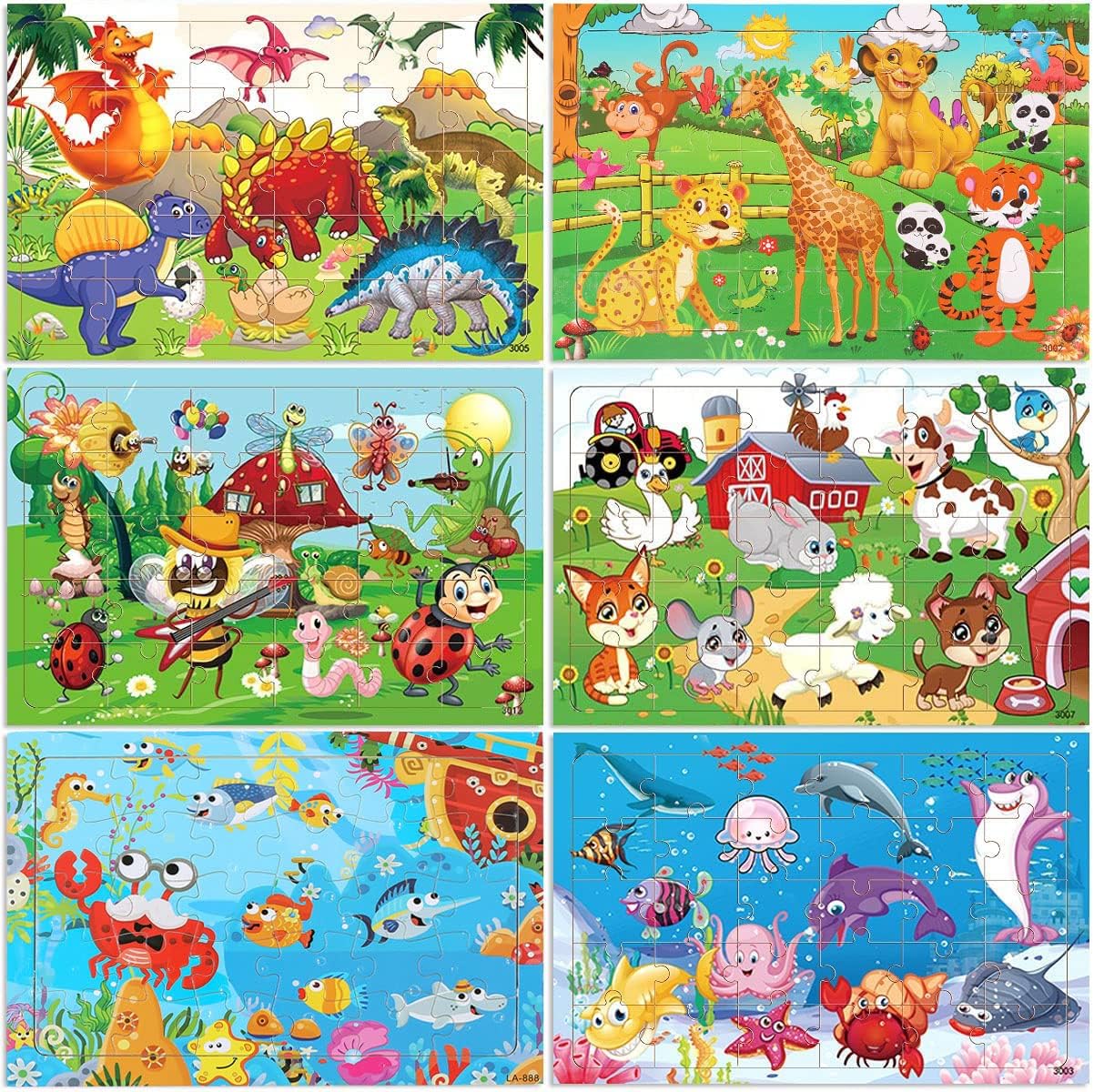 Amazon.com: Wooden Jigsaw Puzzles for Kids Ages 3-5 Year Old, 6 Pack 30 ...