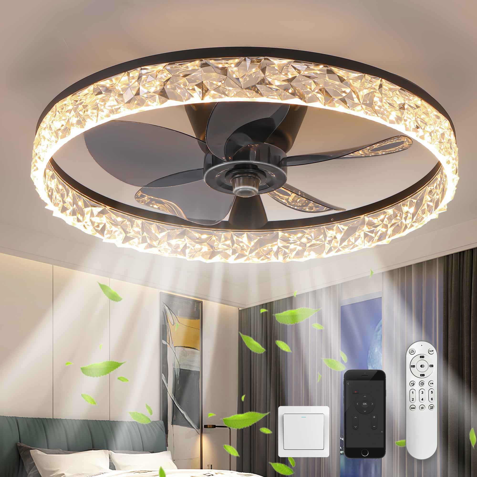 REDSTAR 20" LED Ceiling Fans - Low Profile Ceiling Fan with Light Flush ...