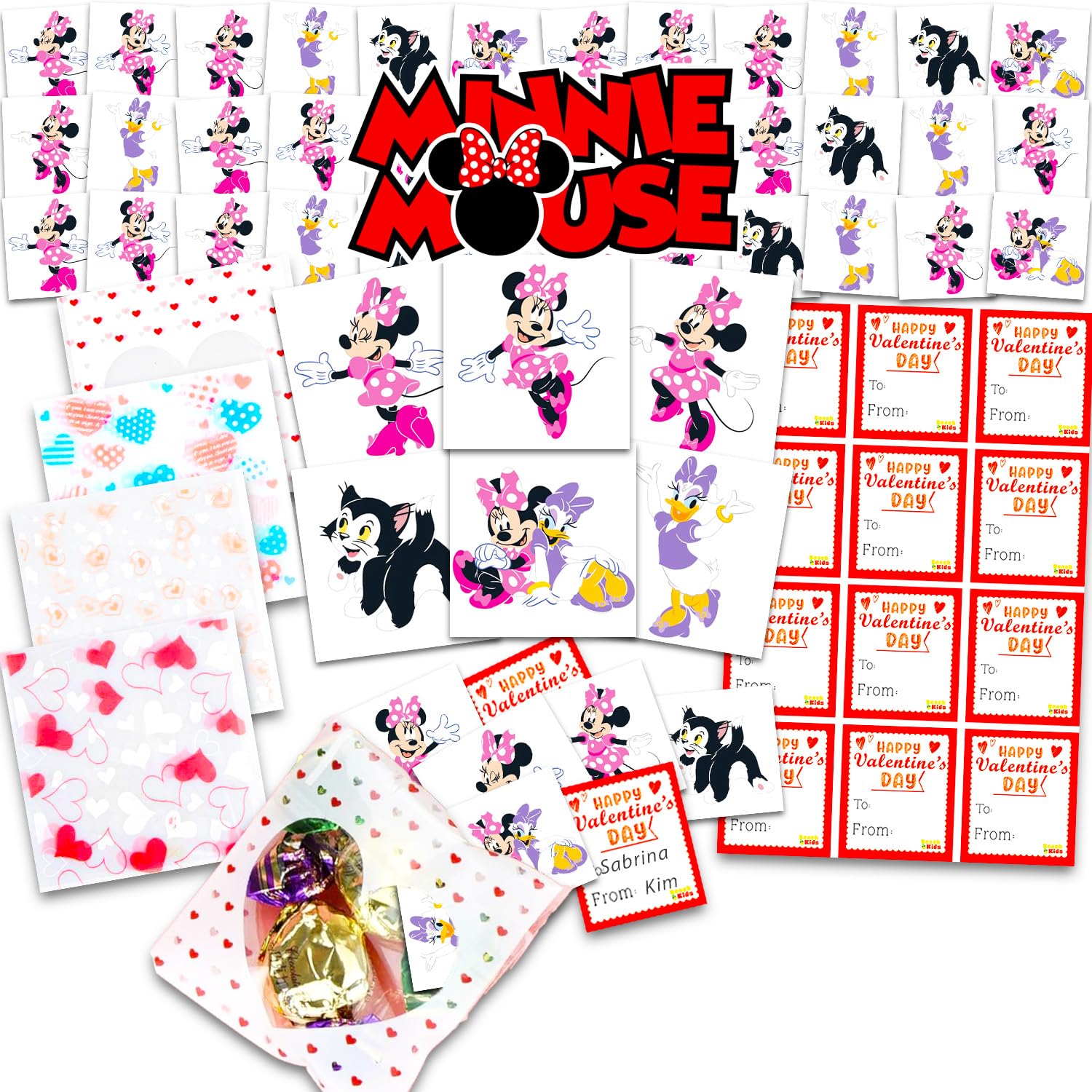 Amazon.com: Minnie Mouse Valentine's Day Classroom Gift Exchange - 24 ...