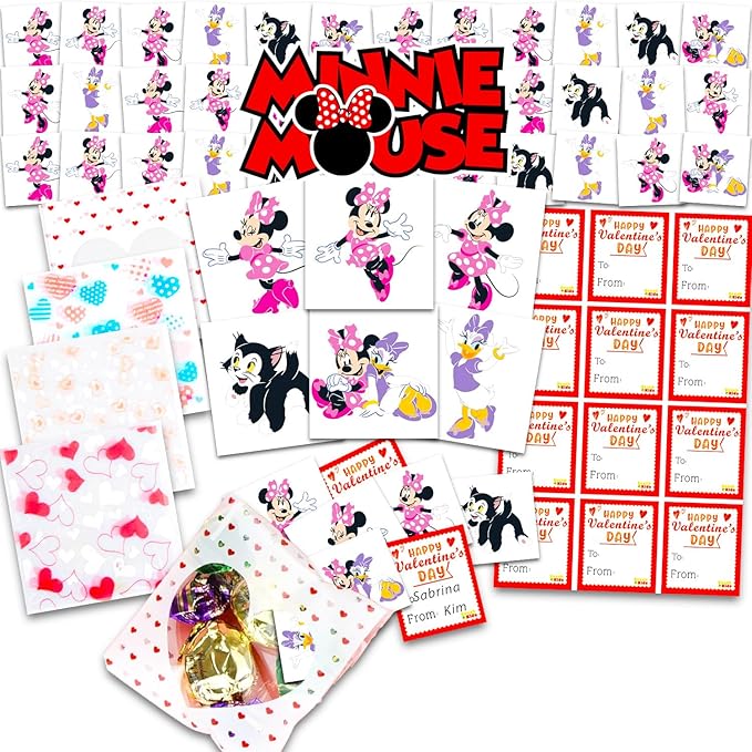 Amazon.com: Minnie Mouse Valentine's Day Classroom Gift Exchange - 24 ...
