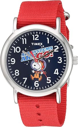 Timex Weekender 38mm Peanuts Collection, NASA/Snoopy/Red, Weekender ...