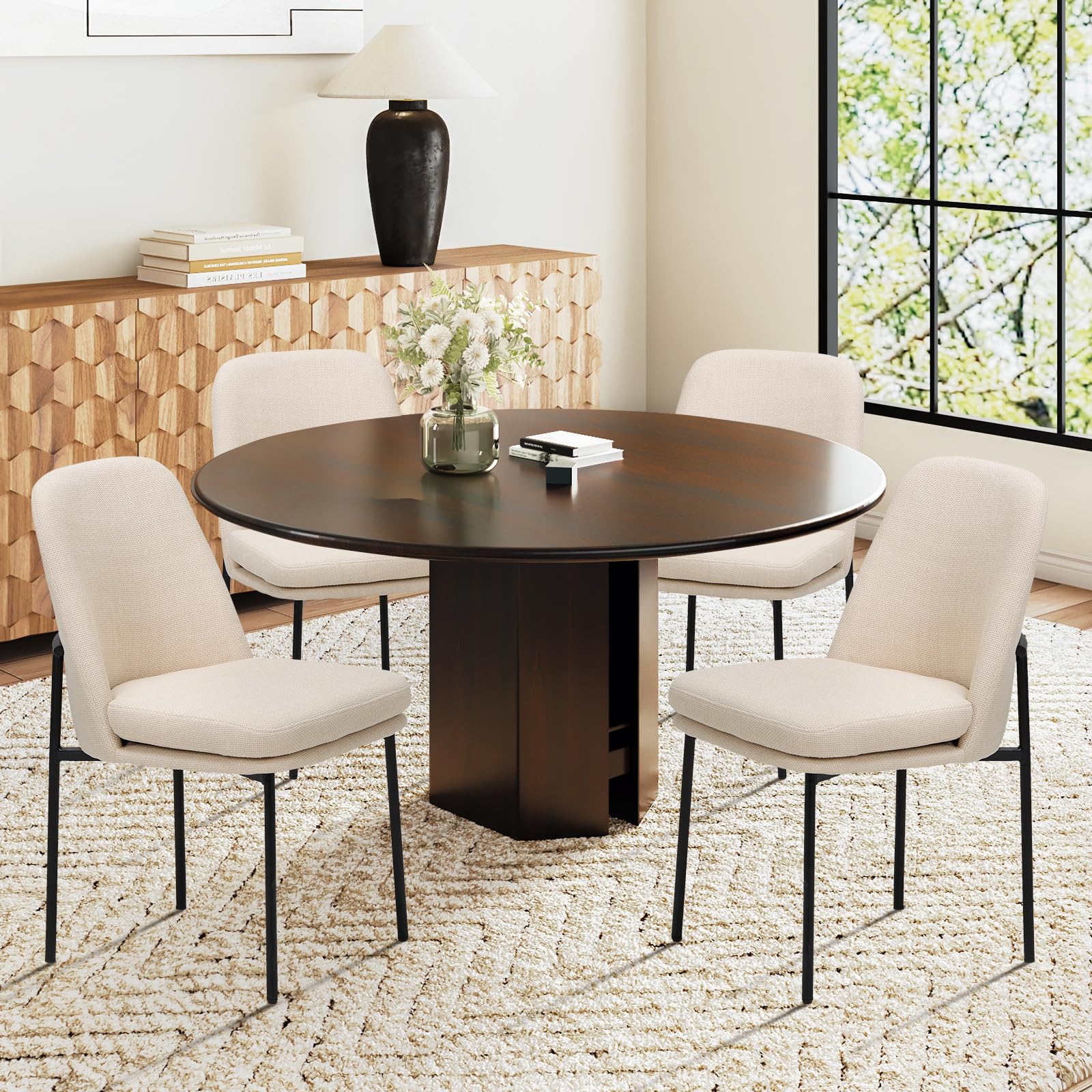 Amazon.com - COLAMY Modern Dining Chairs Set of 4, Fabric Upholstered ...