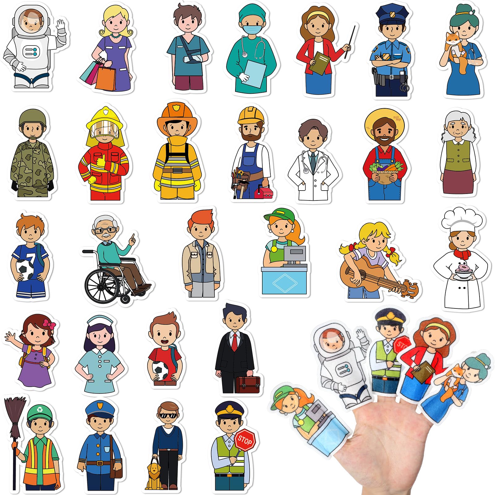 Snapklik.com : 28 Pcs Community Helpers Finger Puppets Pretend Toys ...