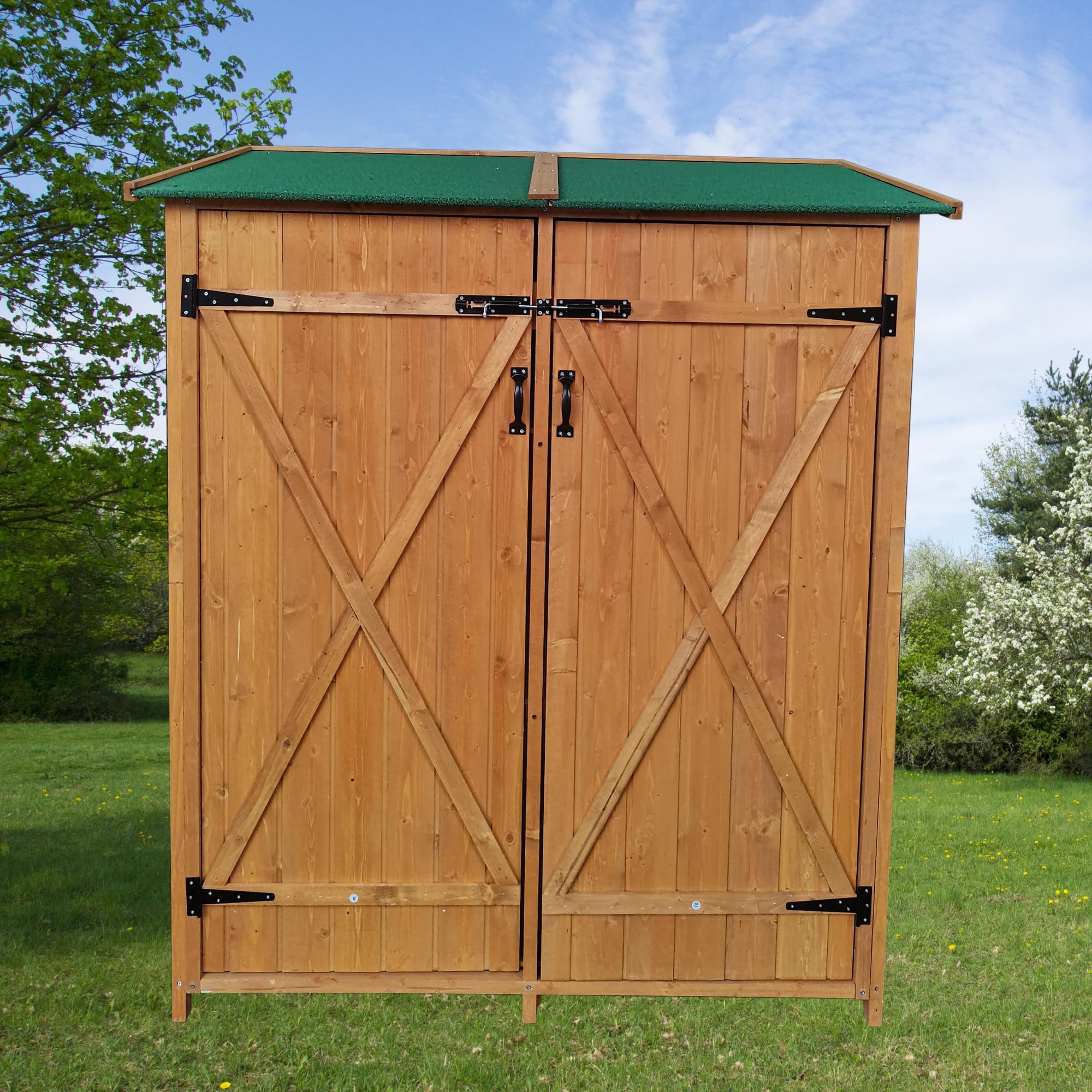 Amazon.com : Goohome 63.58" Outdoor Storage Shed, Wooden Garden Storage ...