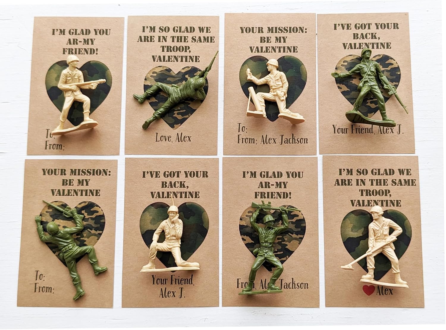 Amazon.com: Personalized Army Men Valentine Card for Boys or Girls ...