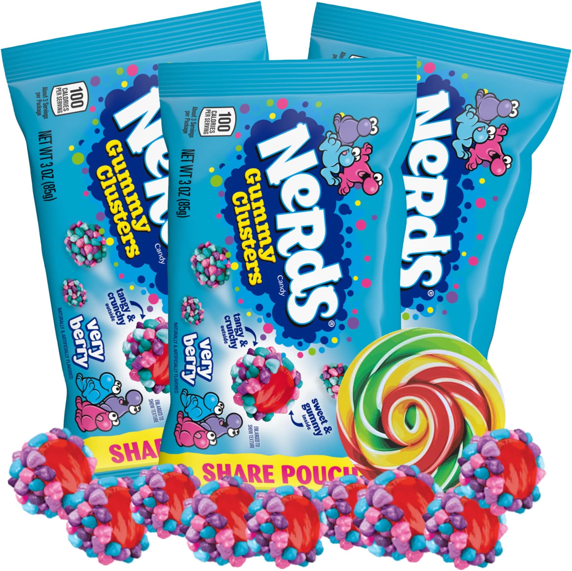 Amazon.com : Gaudum Nerds Rope Rainbow & Very Berry Bundle - Nerds ...