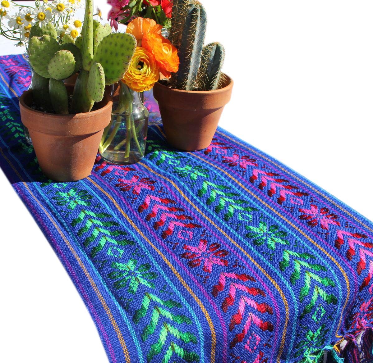 Amazon.com: Del Mex Woven Rebozo Style Mexican Table Runner Scarf (Blue ...