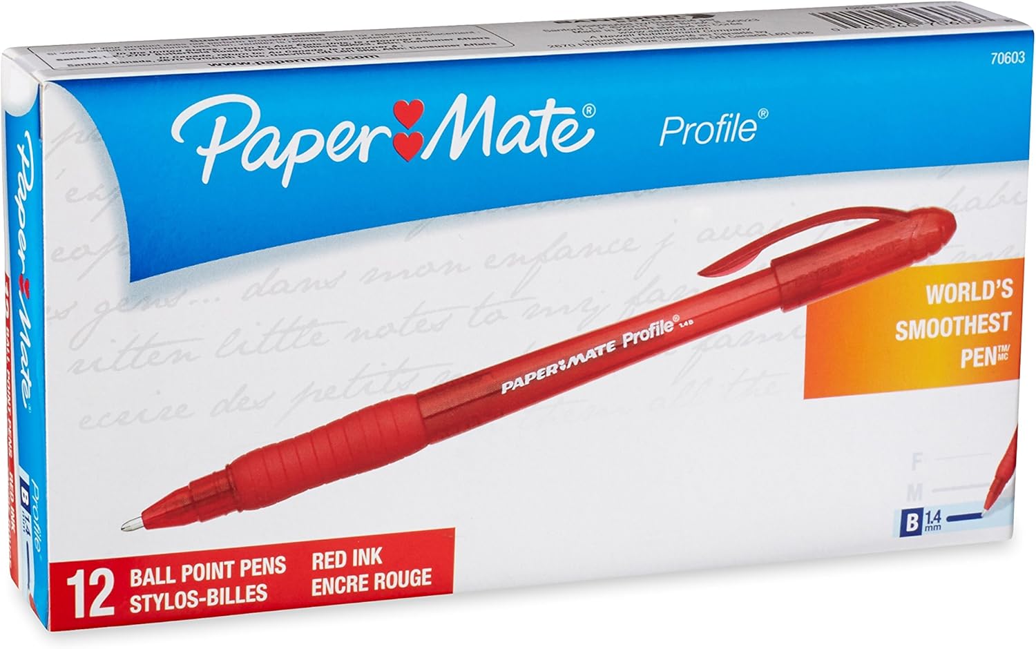Amazon.com : Paper Mate Profile Stick Ballpoint Pens, 12 Red Ink Pens ...