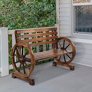 Amazon.com: 41in Outdoor Wooden Garden Bench,2-Person Patio Wooden ...