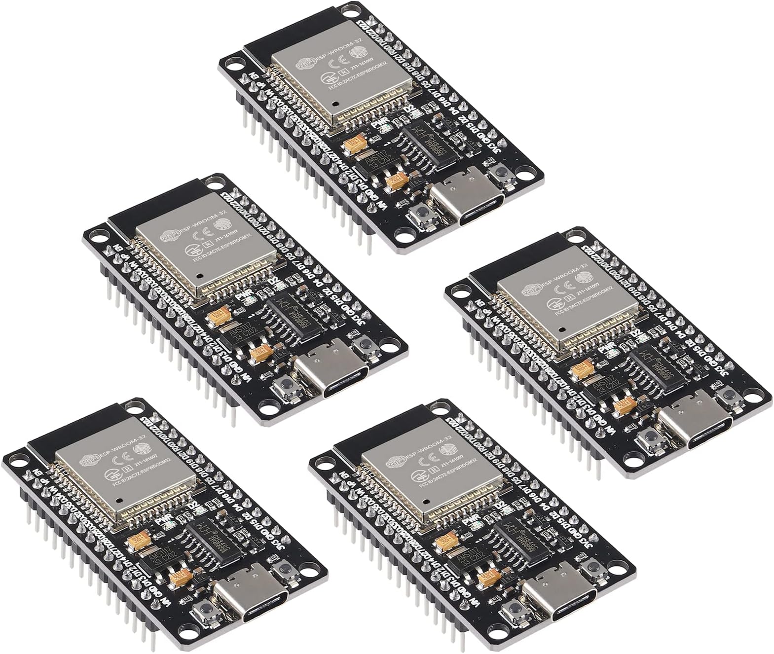 Amazon.com: DWEII 5PCS Type-C USB 30Pins ESP-WROOM-32 ESP32 ESP-32S ...