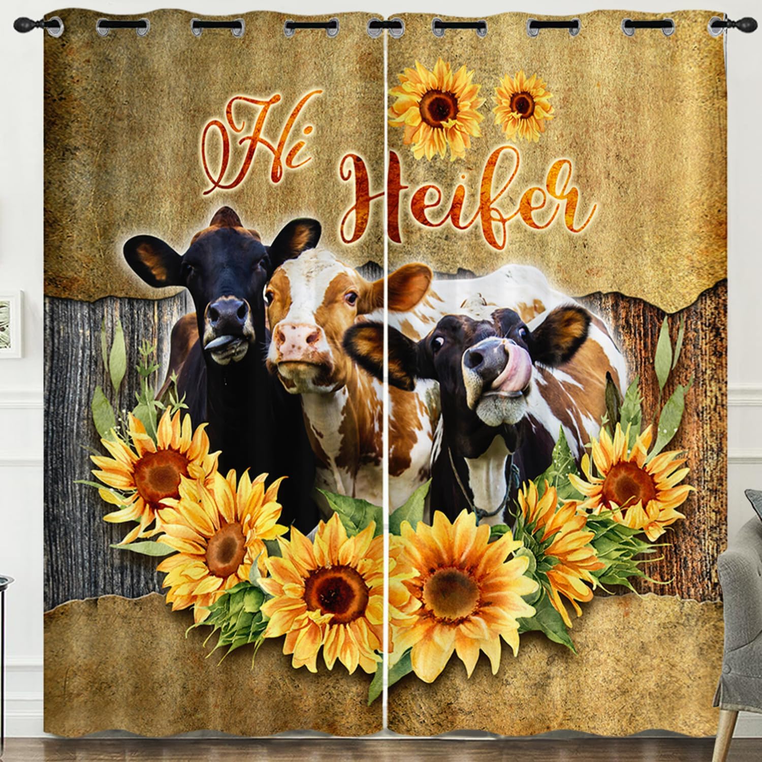 Amazon.com: HOSIMA Farm Cow Curtains, Western Wildlife Print for ...