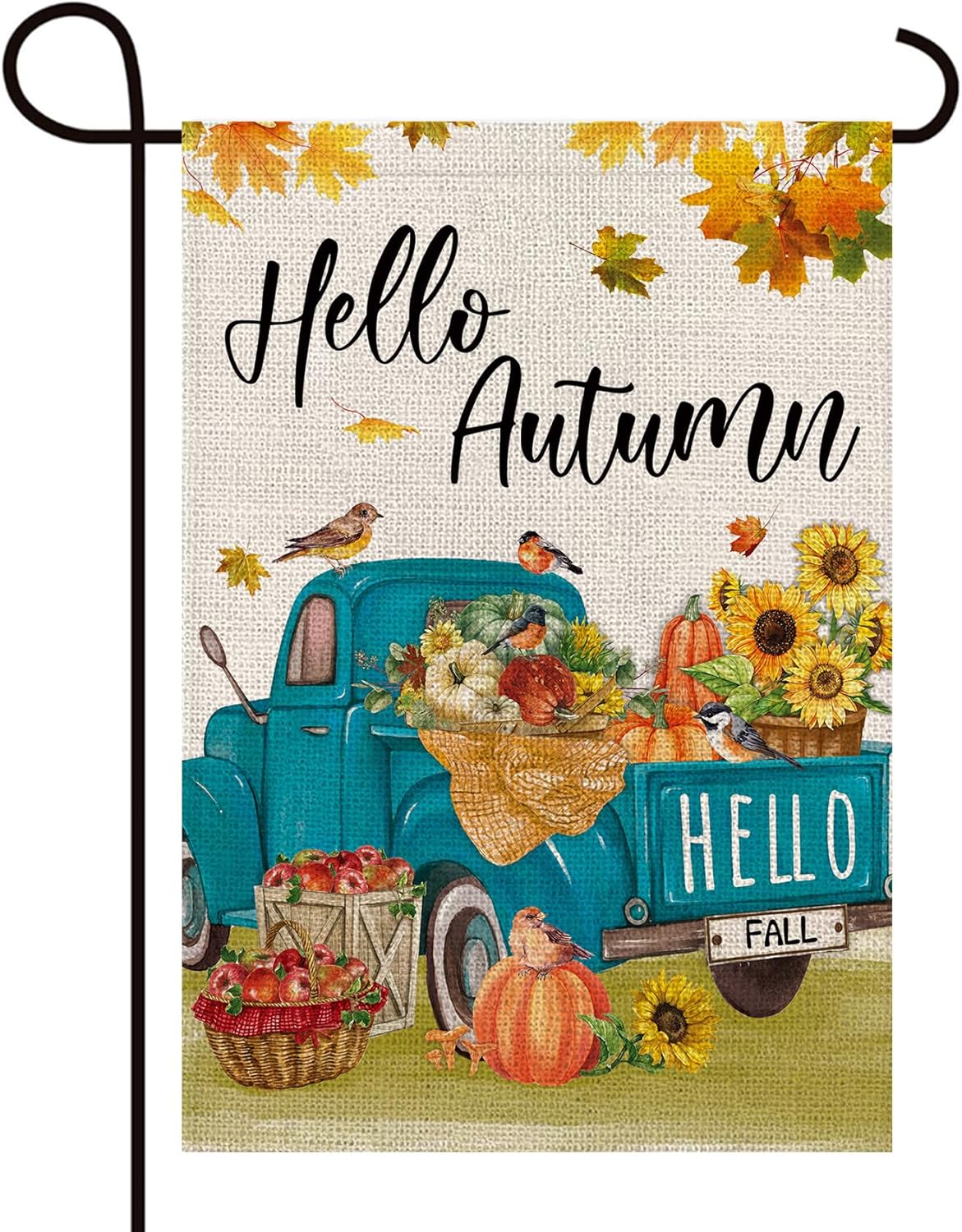 Amazon.com : Texupday Hello Autumn Sunflower Pumpkin Blue Truck Decor ...