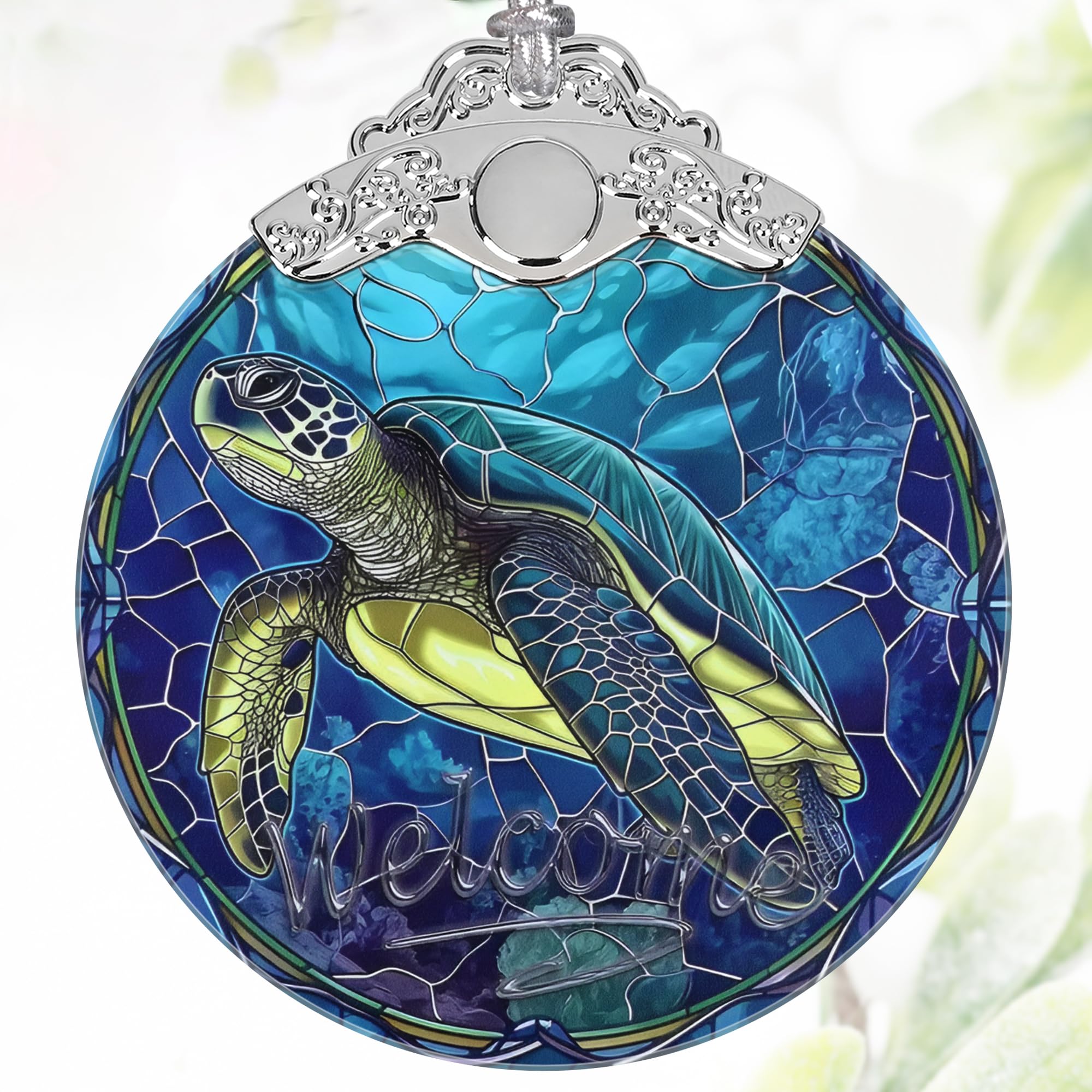 Amazon.com: 3" Stained Glass Sea Turtle Ornament, Christmas Ornament ...
