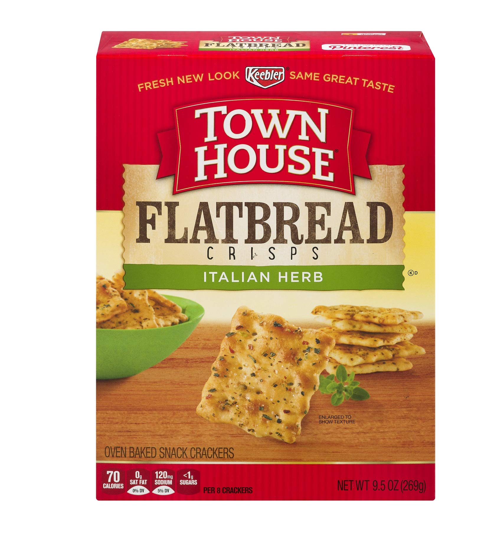 **BEST BY: MAR 2024** Keebler, Town House, Flatbread Crisps, Italian Herb Crackers, 9.5oz Box ...