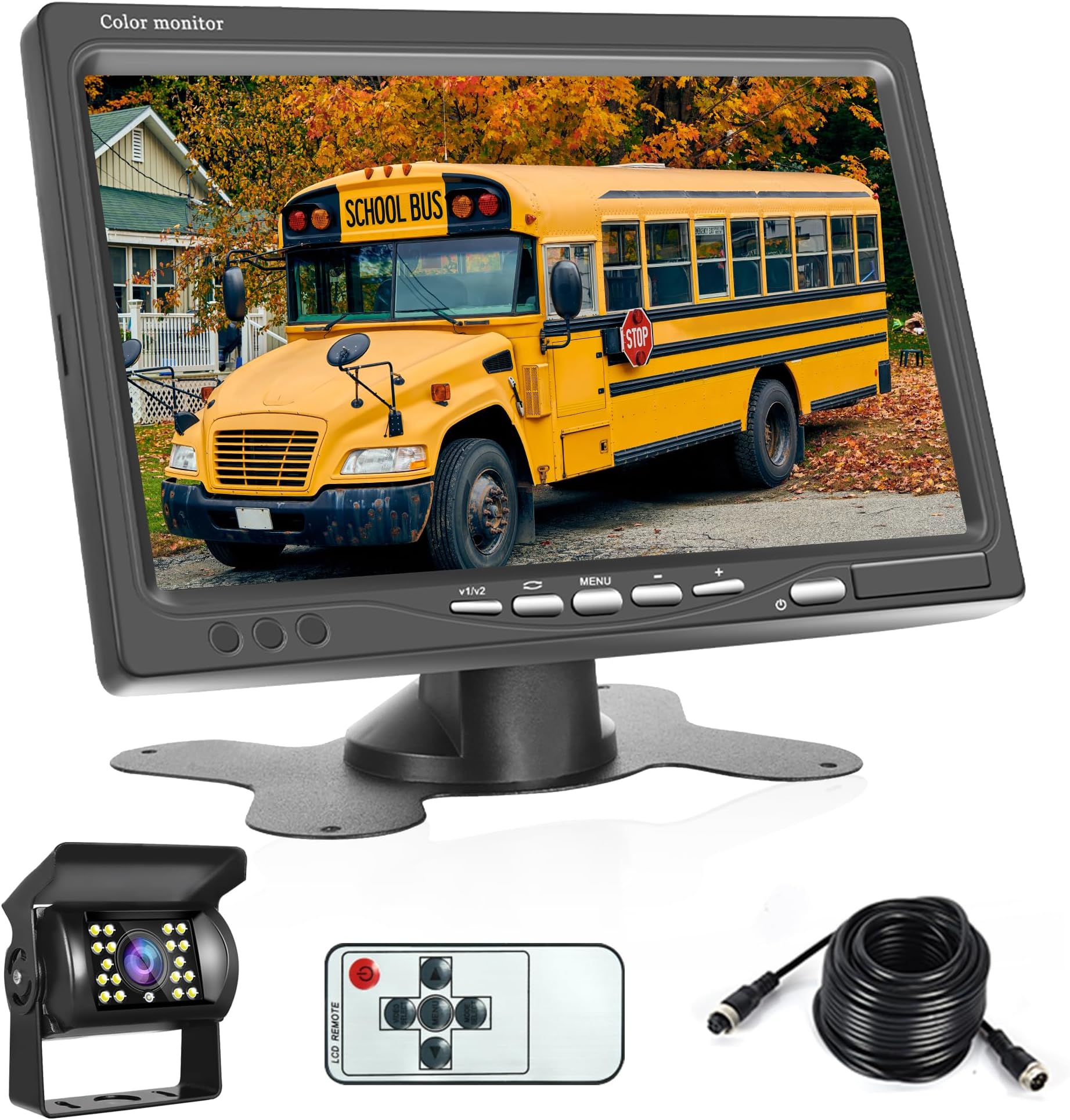 Camera de Recul pour Voiture avec Moniteur LCD 7 Pouces,Caméra de Recul IR Vision de Nuit ...