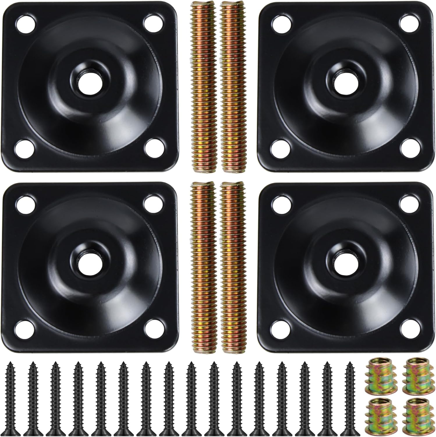 Amazon.com: bociloy 4PCS M8 Thread Leg Mounting Plates, Black Furniture ...