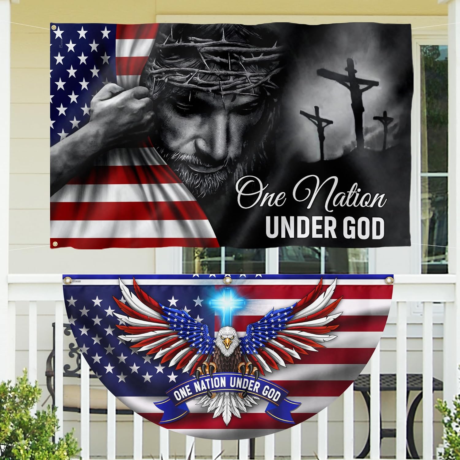 Amazon.com : Christian American Flag Set - 3x5 ft Grommet Flag & 1.5x3 ...
