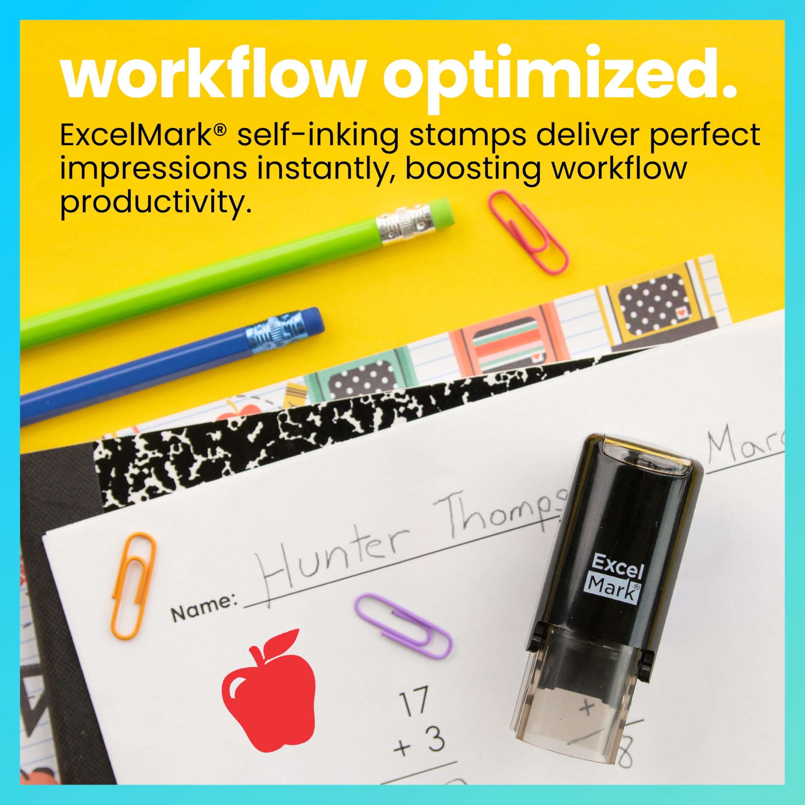 Snapklik.com : Apple - Self-Inking Round Teacher Stamp - Red Ink