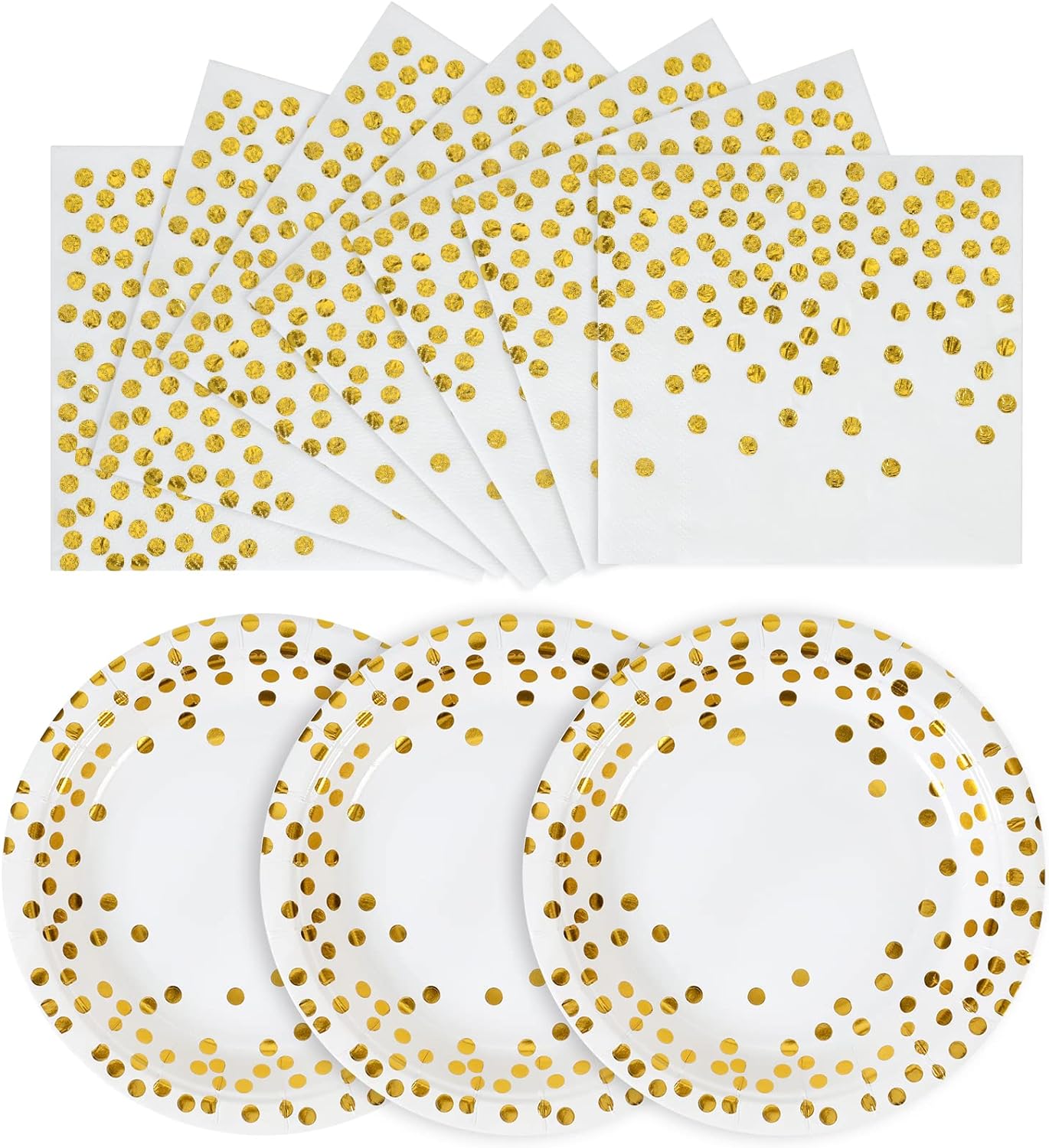 Amazon.com: Disposable Paper Plates 100 Pack - White and Gold Paper ...