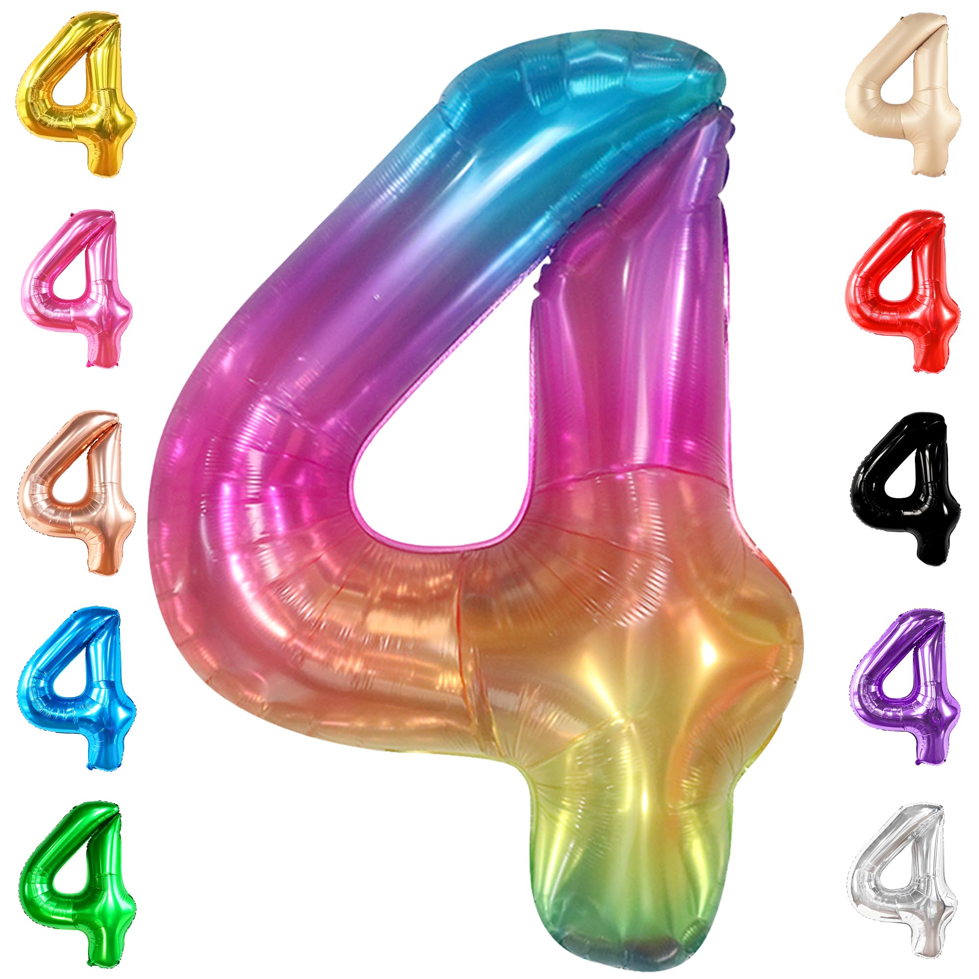 Amazon.com: KatchOn, Giant Rainbow 4 Balloon Number - 40 Inch, Four ...