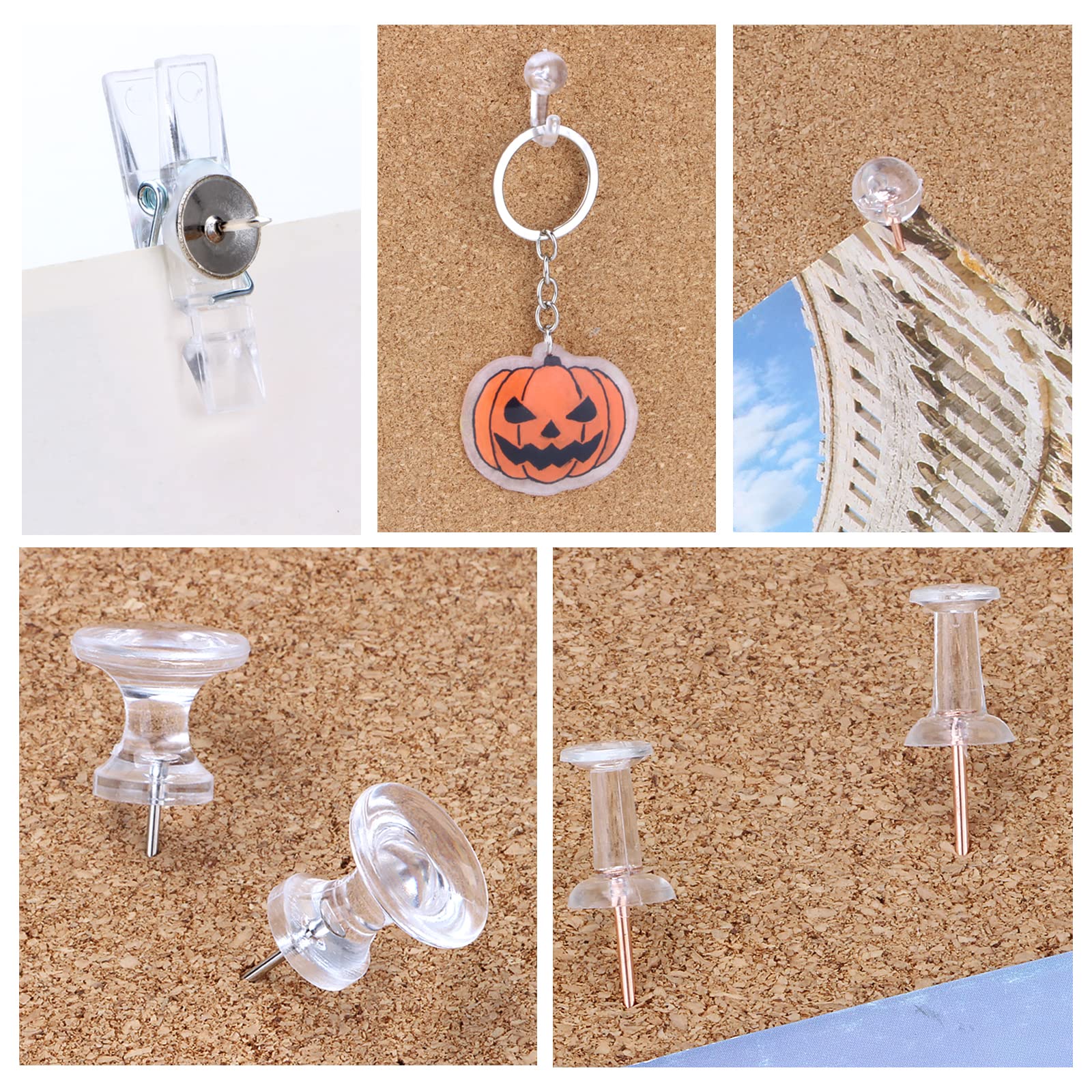 Snapklik.com : Clear Push Pins Set, 5 Styles 125-count Thumb Tacks Map ...