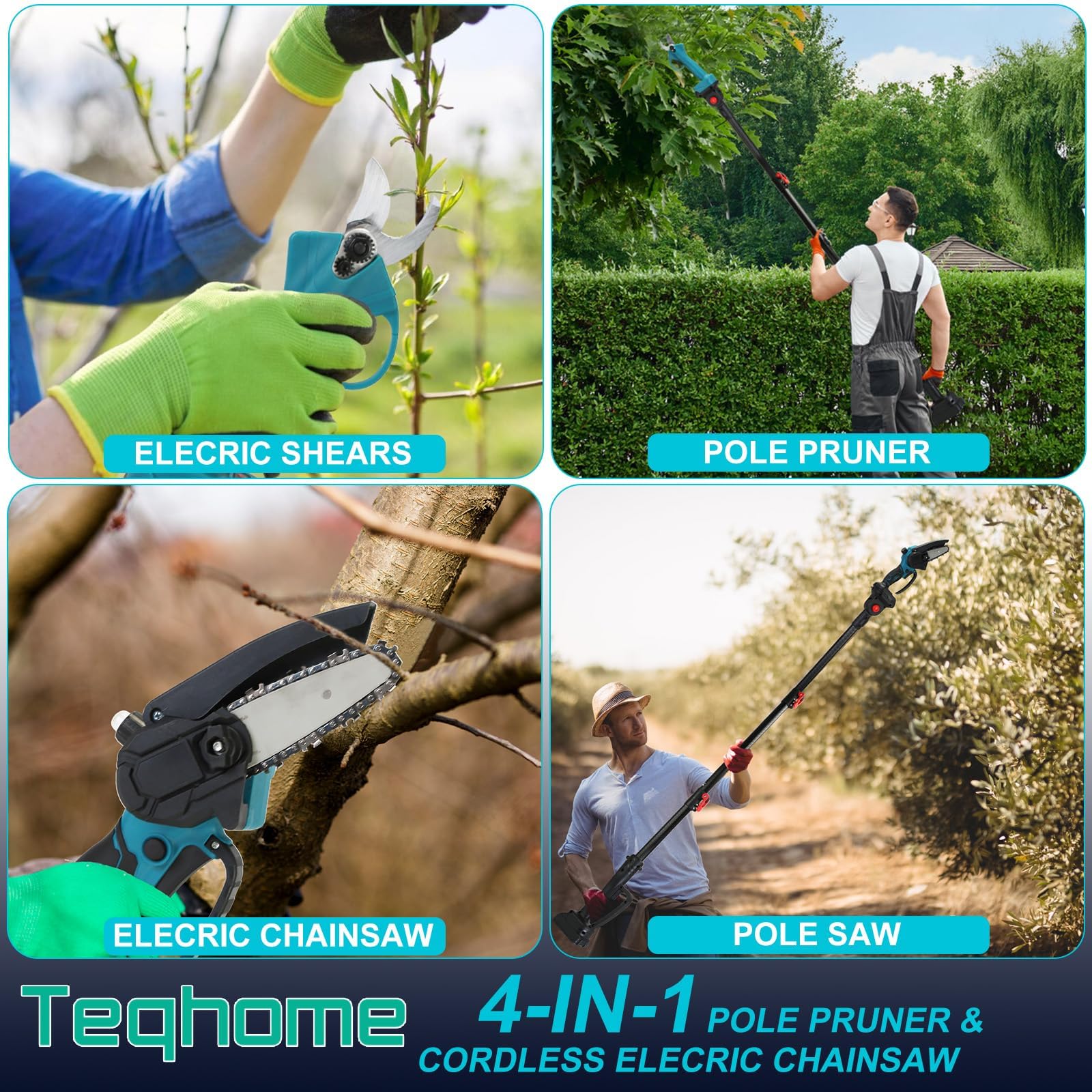 Snapklik.com : 4-in-1 Brushless Pole Pruning Shear, Electric Pruning ...