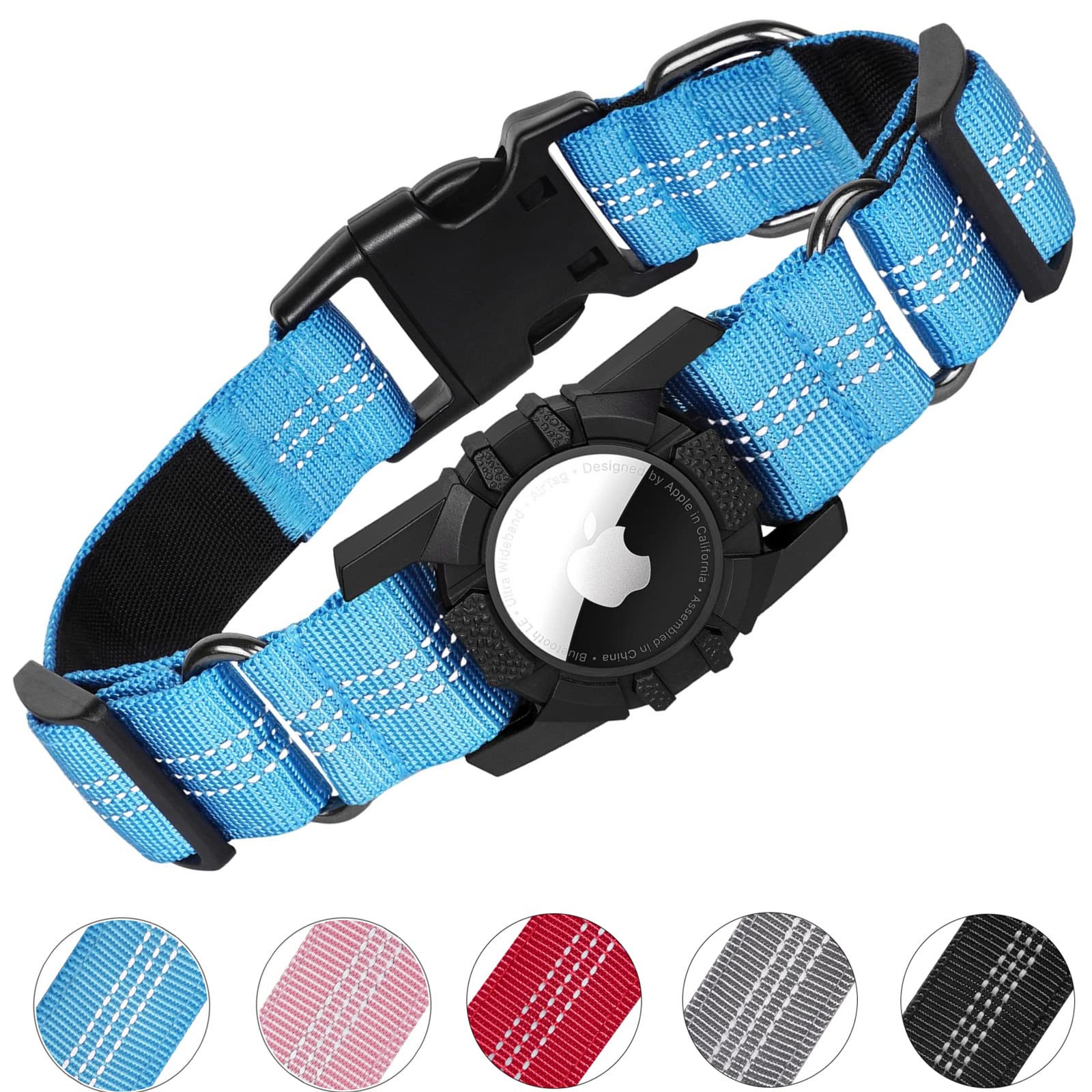 Snapklik.com : AirTag Dog Collar, FEEYAR Reflective Air Tag Dog Collar ...