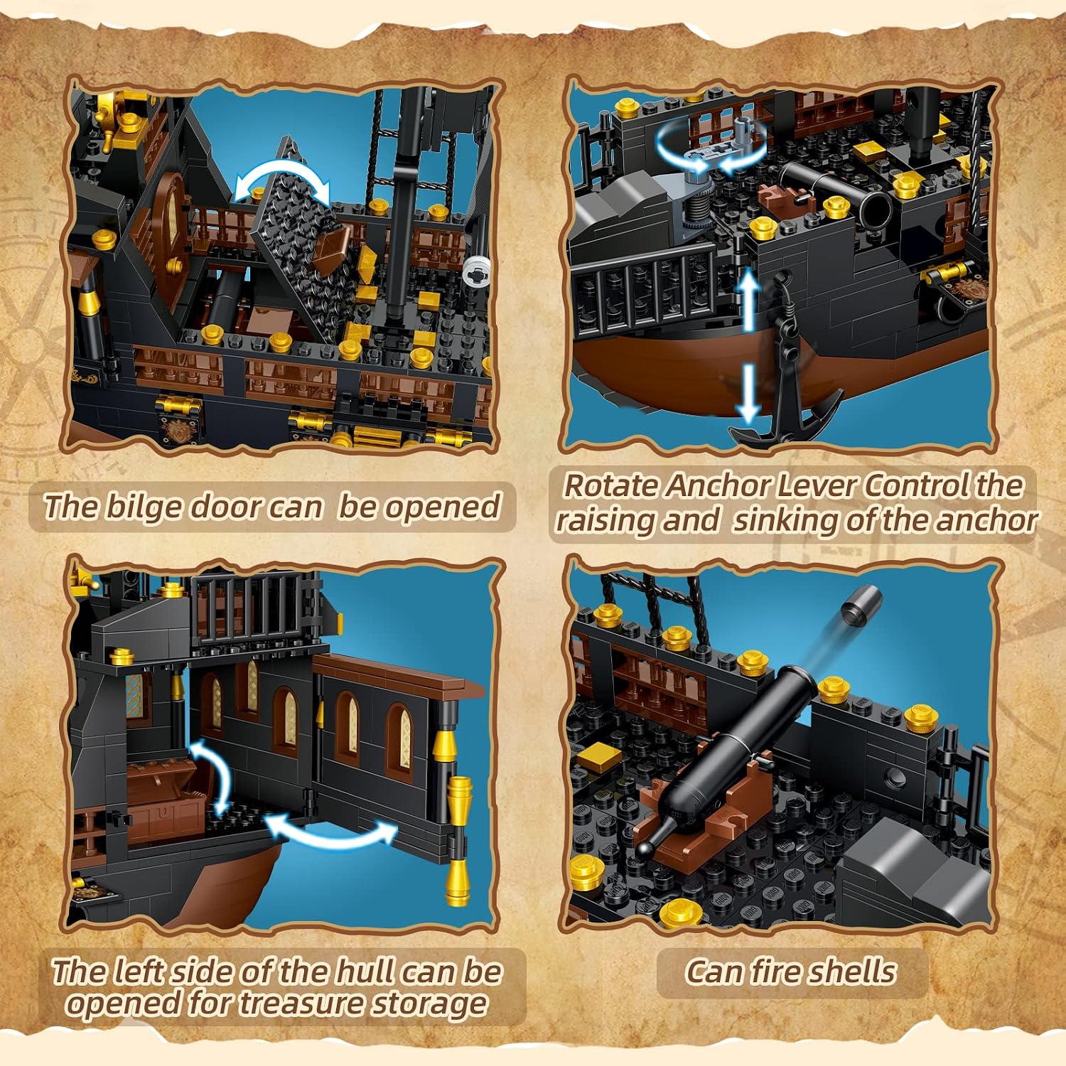 QLT QIAOLETONG Pirate Ship Building Kits,Compatible with Lego Pirate ...