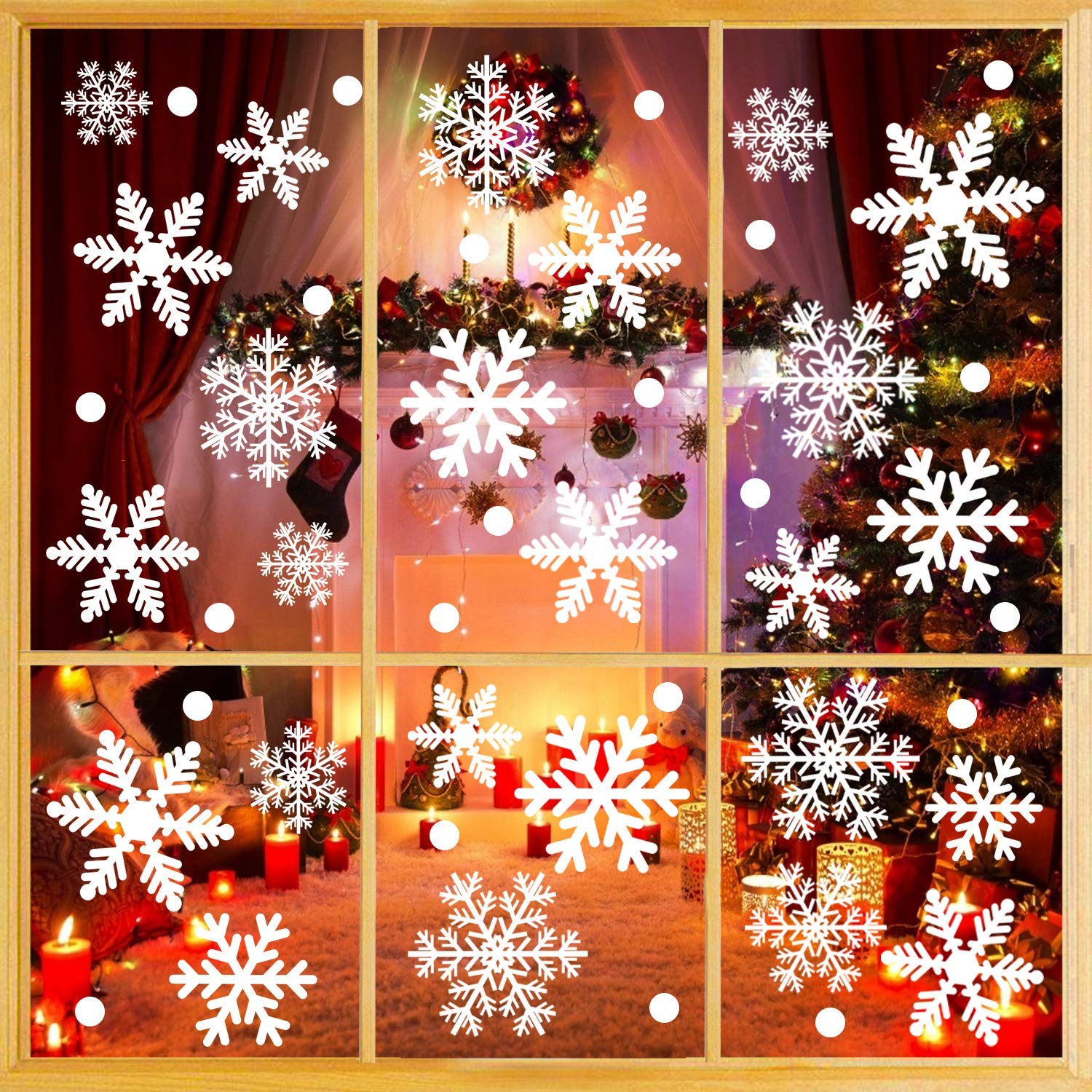 Christmas Window Stickers, 270Pcs Reusable Snowflake Window Stickers ...