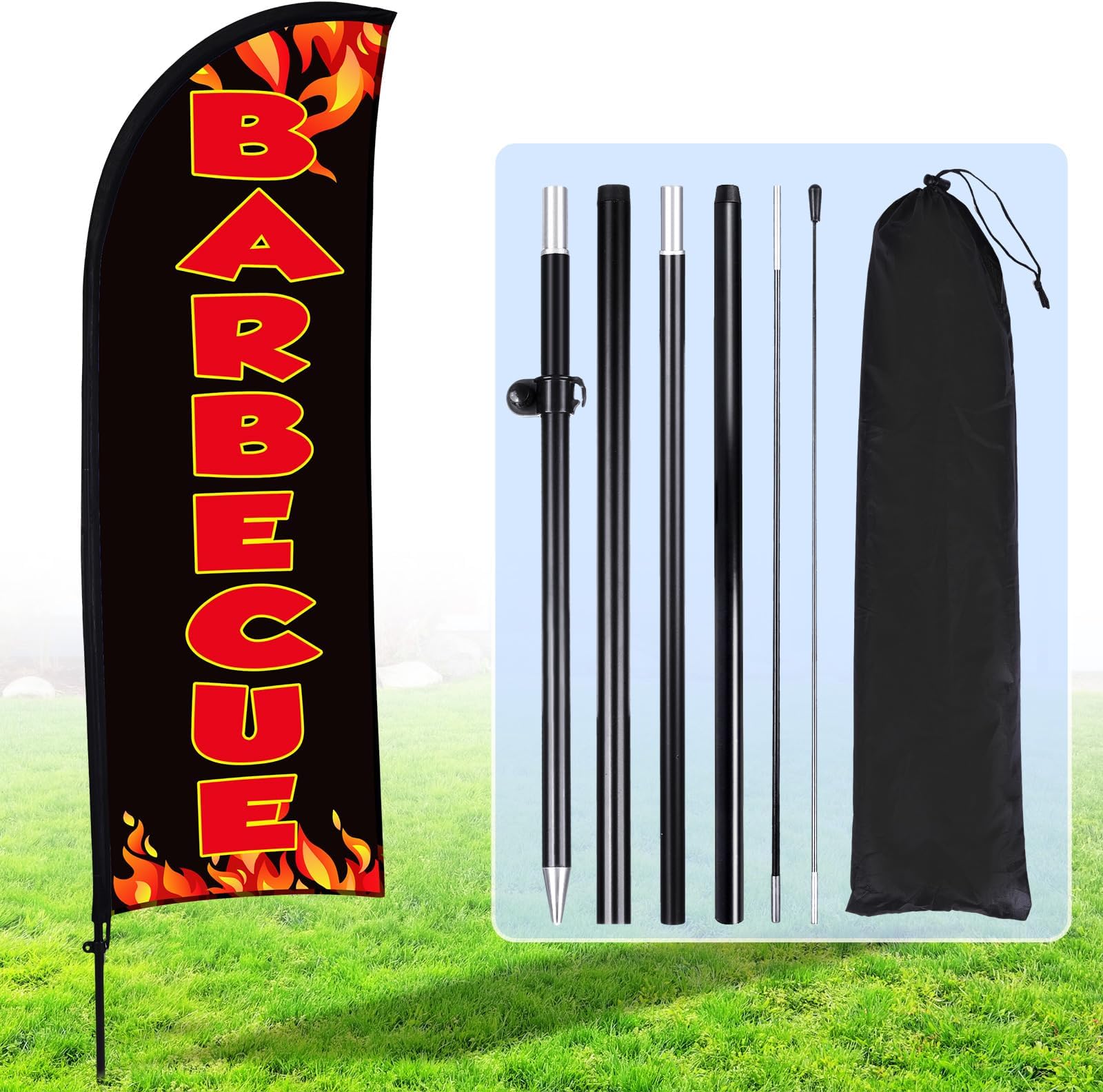 Amazon.com : BBQ Barbecue Restaurant Advertising Feather Flag Kits ...