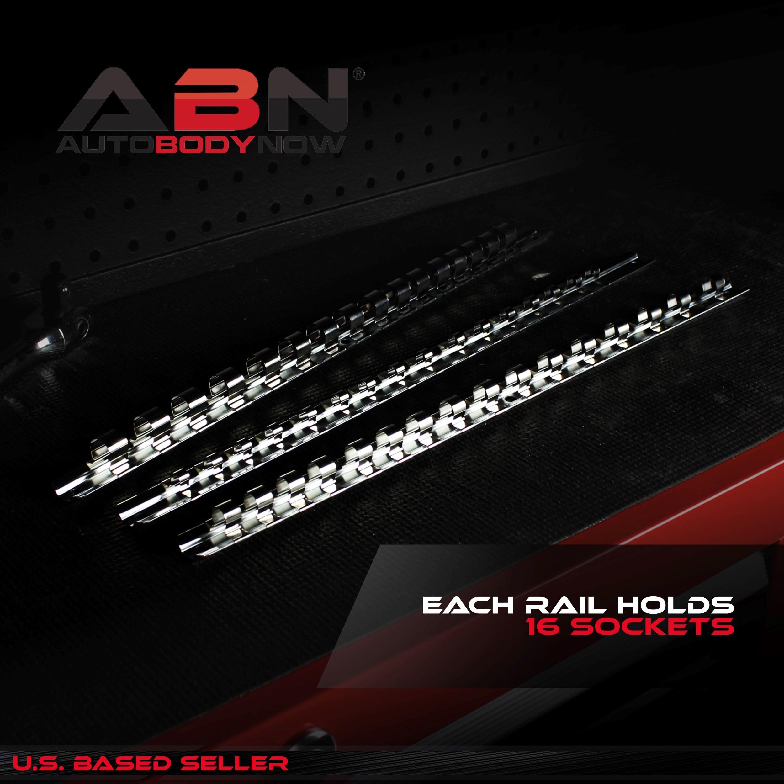 Snapklik.com : ABN Metal Socket Organizer Tray 3pc Set 1/4in